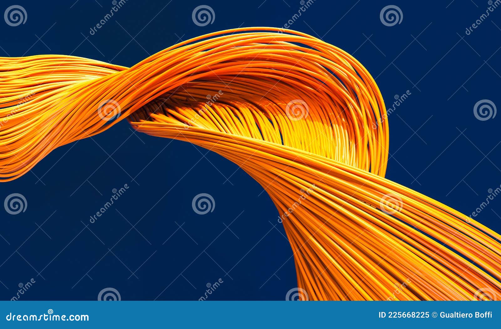 Fiber Optic Cables Orange Color on a Blue Background Stock Illustration ...