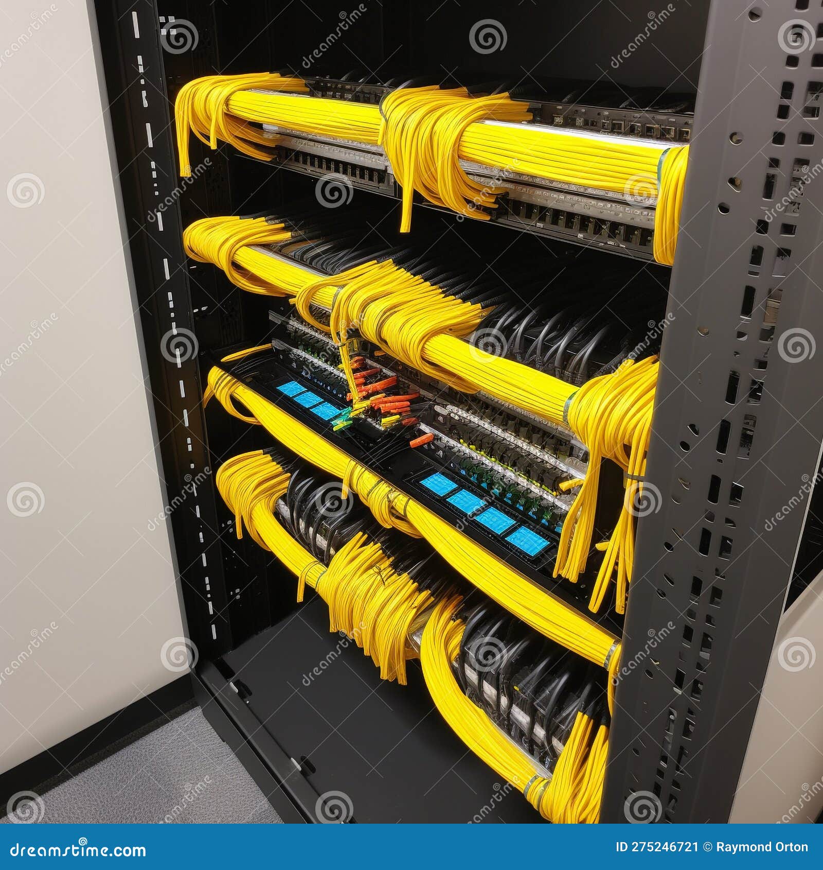 Fiber Optic Cables Plugged in Network Switch Panel Inside Data Center ...