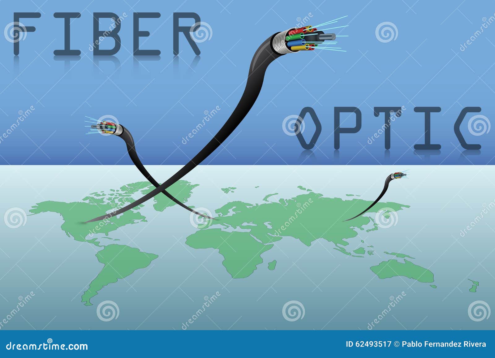 LAN Cables With World Map On Light Blue Background, Connection And ...