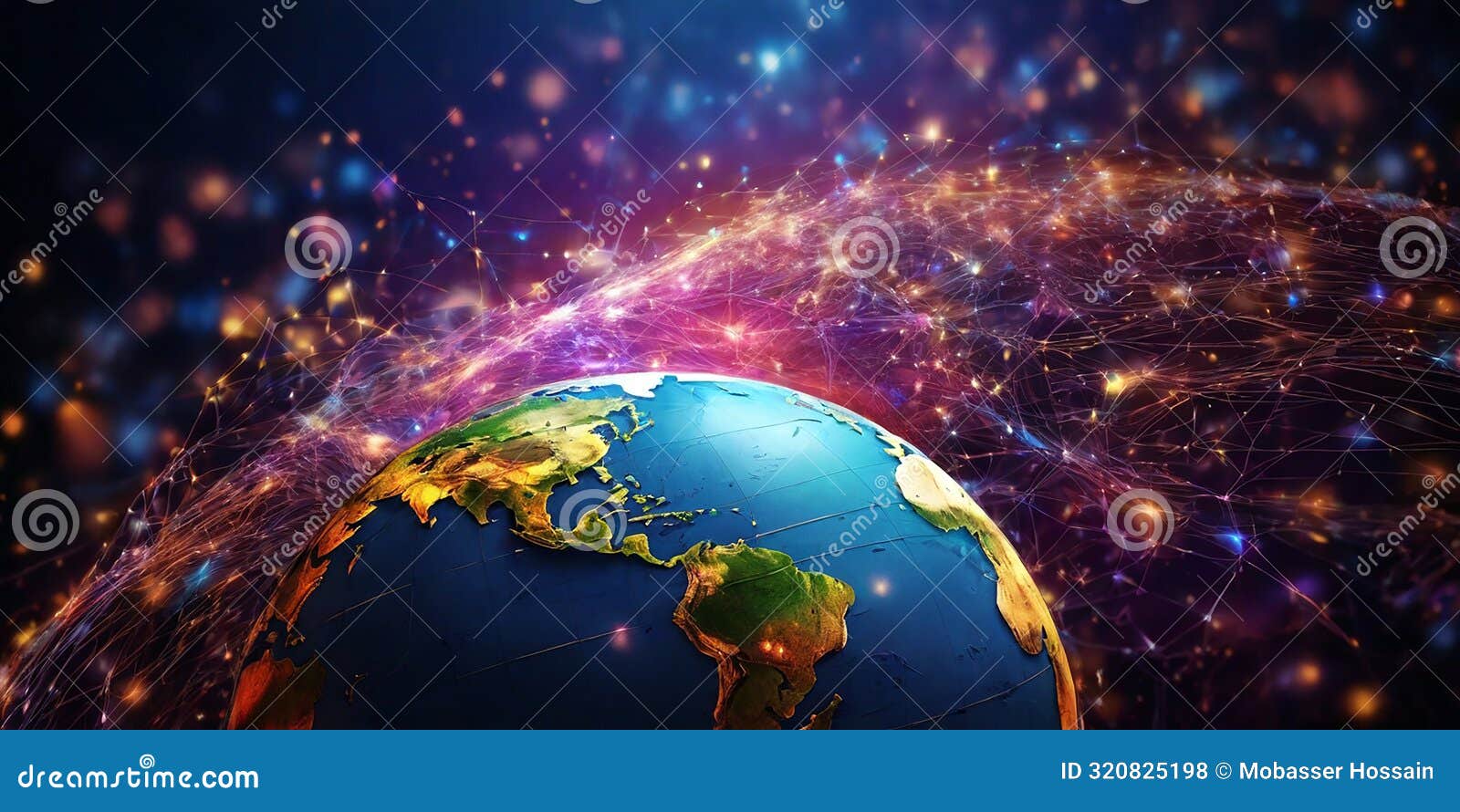 Fiber Optic Cables Wrapped Around the Globe, Showcasing the ...