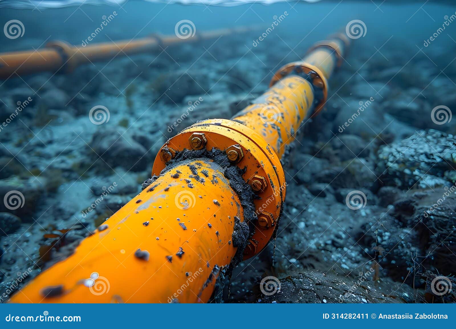 Fiber Optic Communication Cables Laid at the Bottom of the Sea. Concept ...