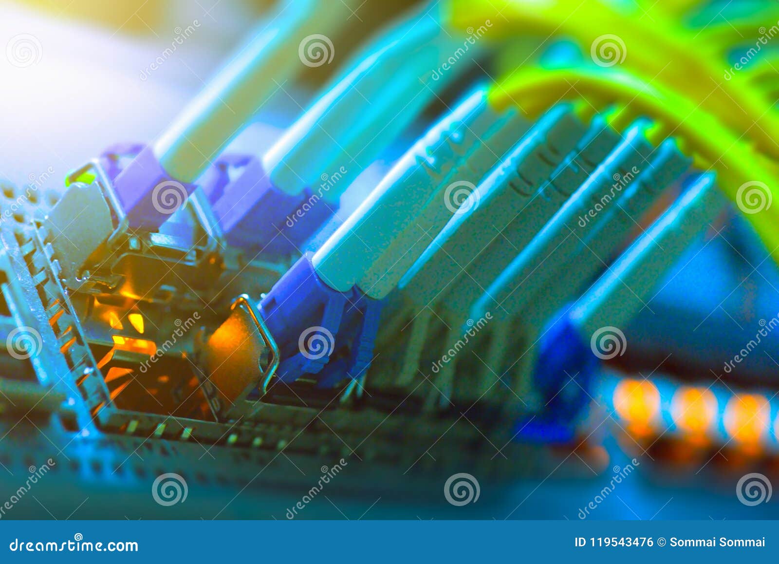 Fiber Optic Connecting on Core Network Swtich Stock Photo - Image of ...