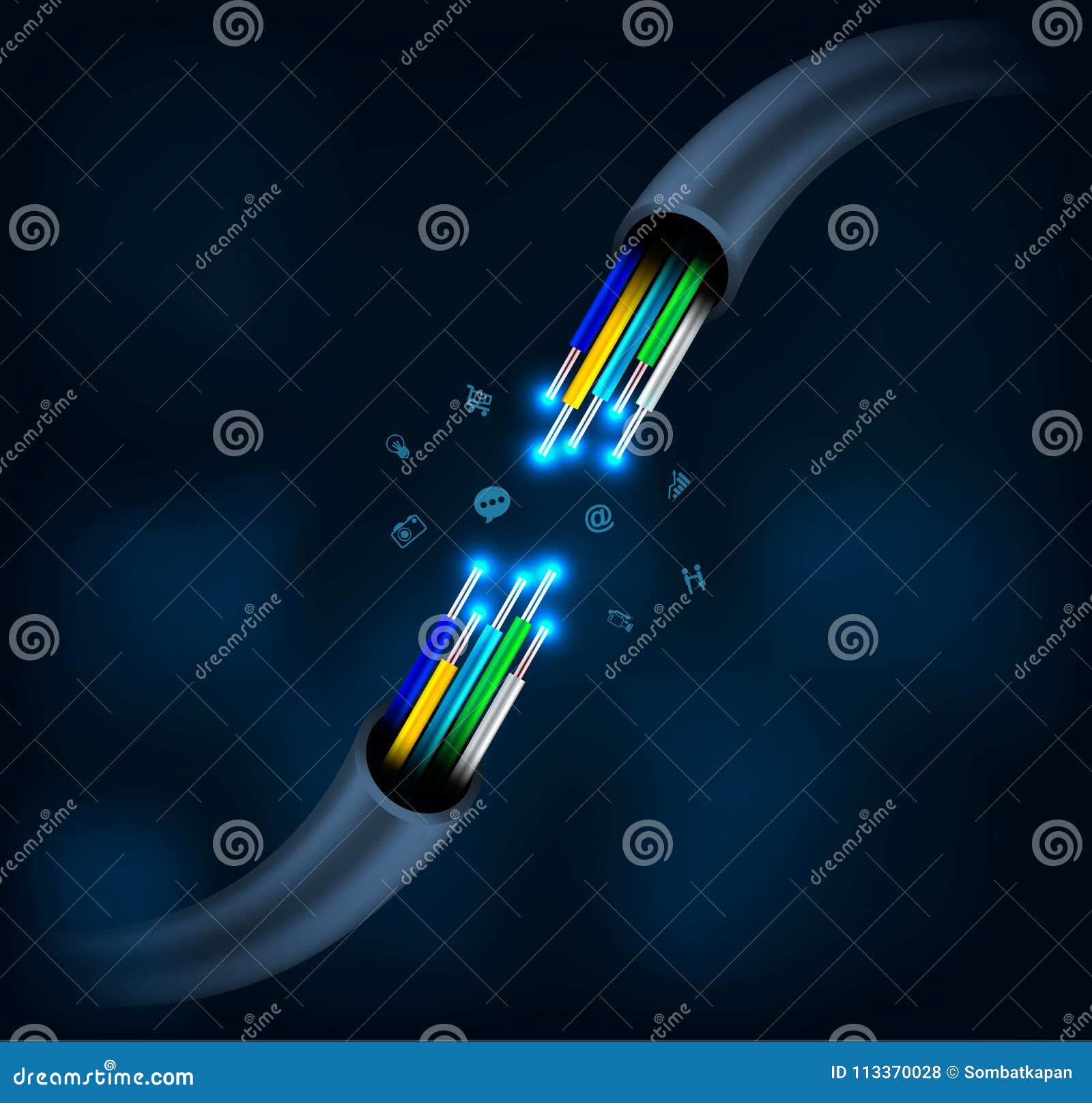 Fiber optic connection stock vector. Illustration of computers - 113370028