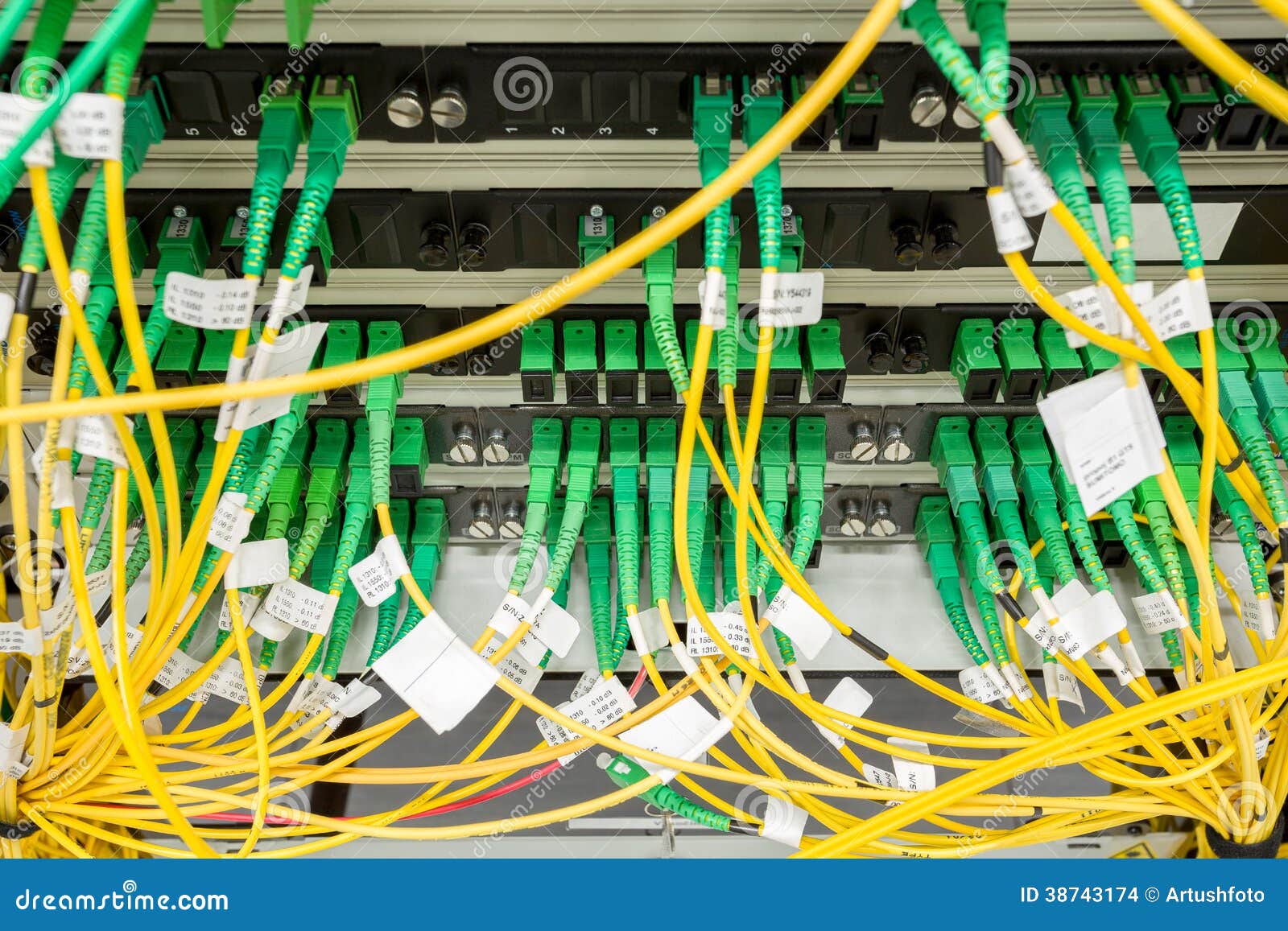 Fiber Optic Datacenter with Media Converters Stock Photo - Image of ...