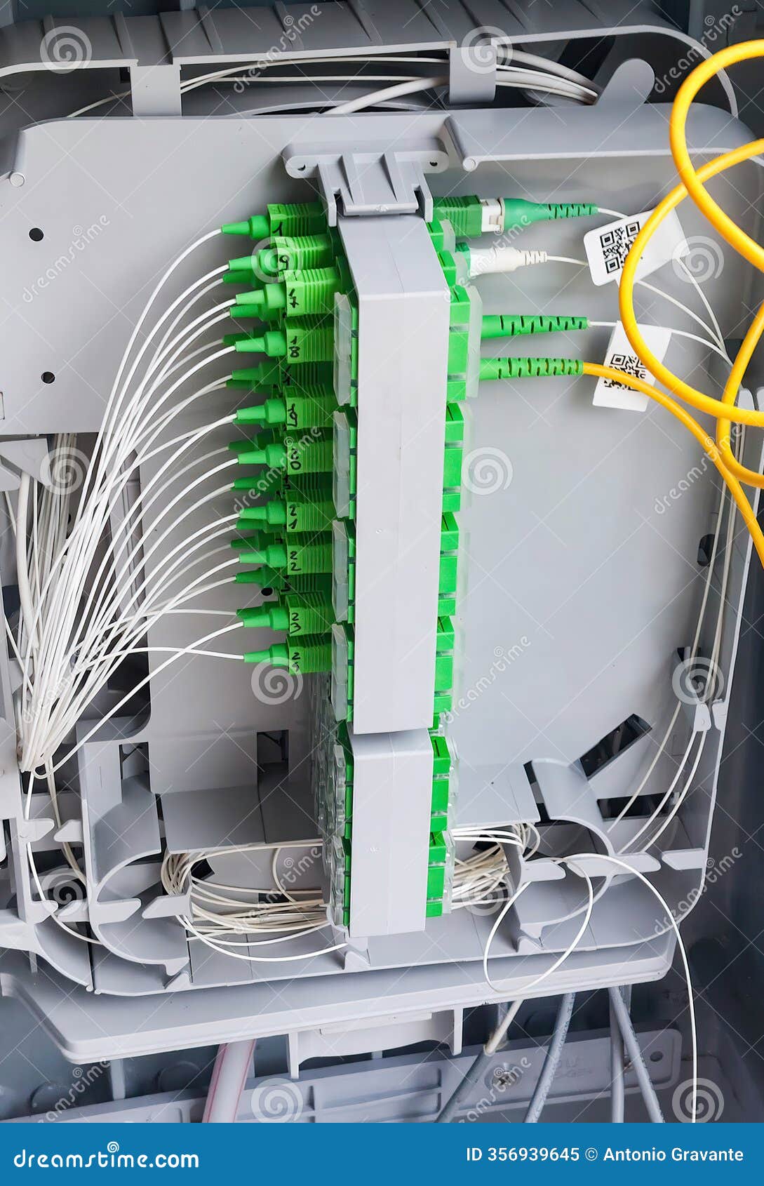 Fiber Optic Distribution Panel Containing Fiber Optic Cables and ... Fiber Optic Distribution Panel Containing Fiber Optic Cables and ...