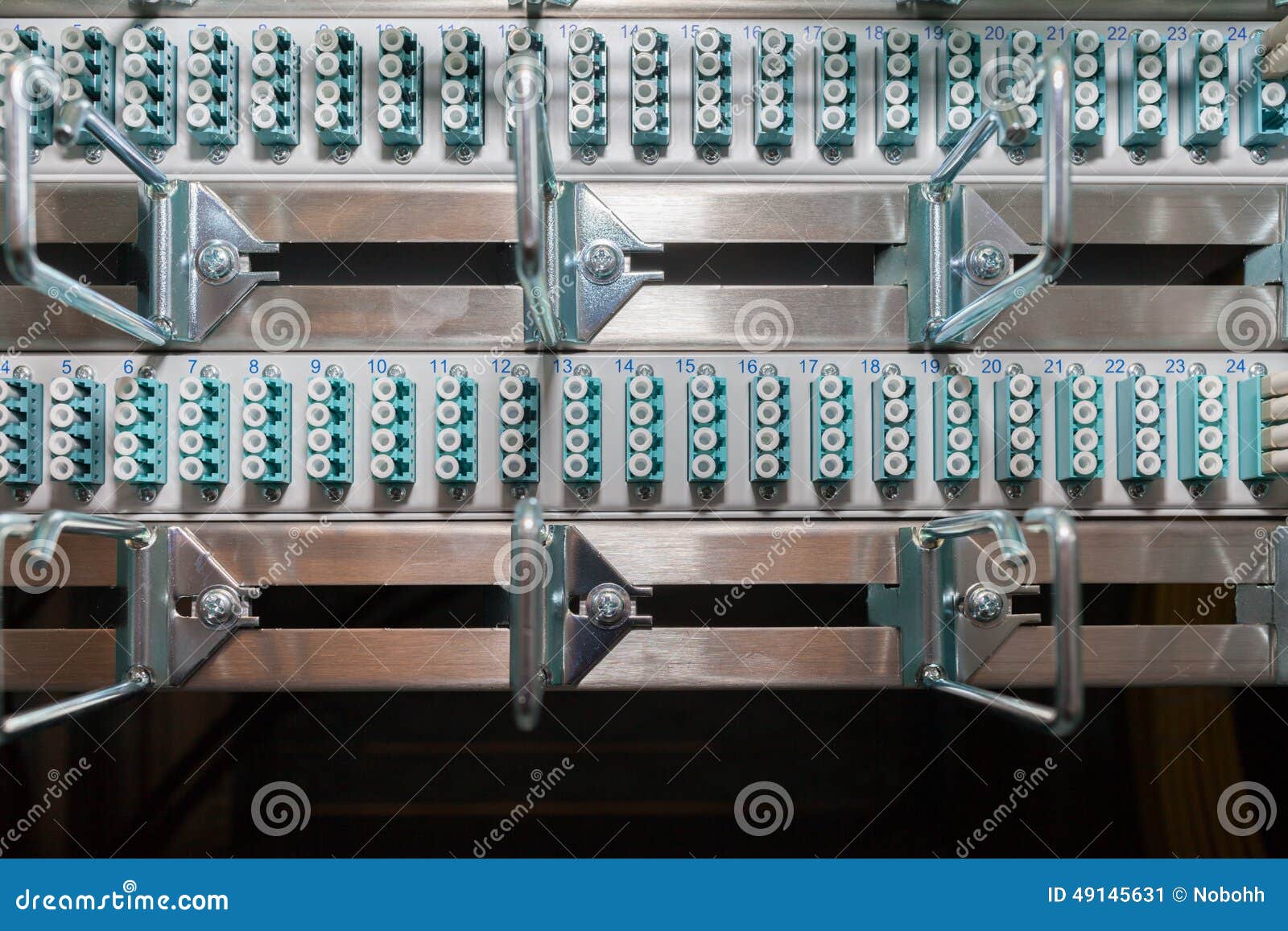 Fiber Optic Distributor in a Datacenter Stock Image - Image of byte ...