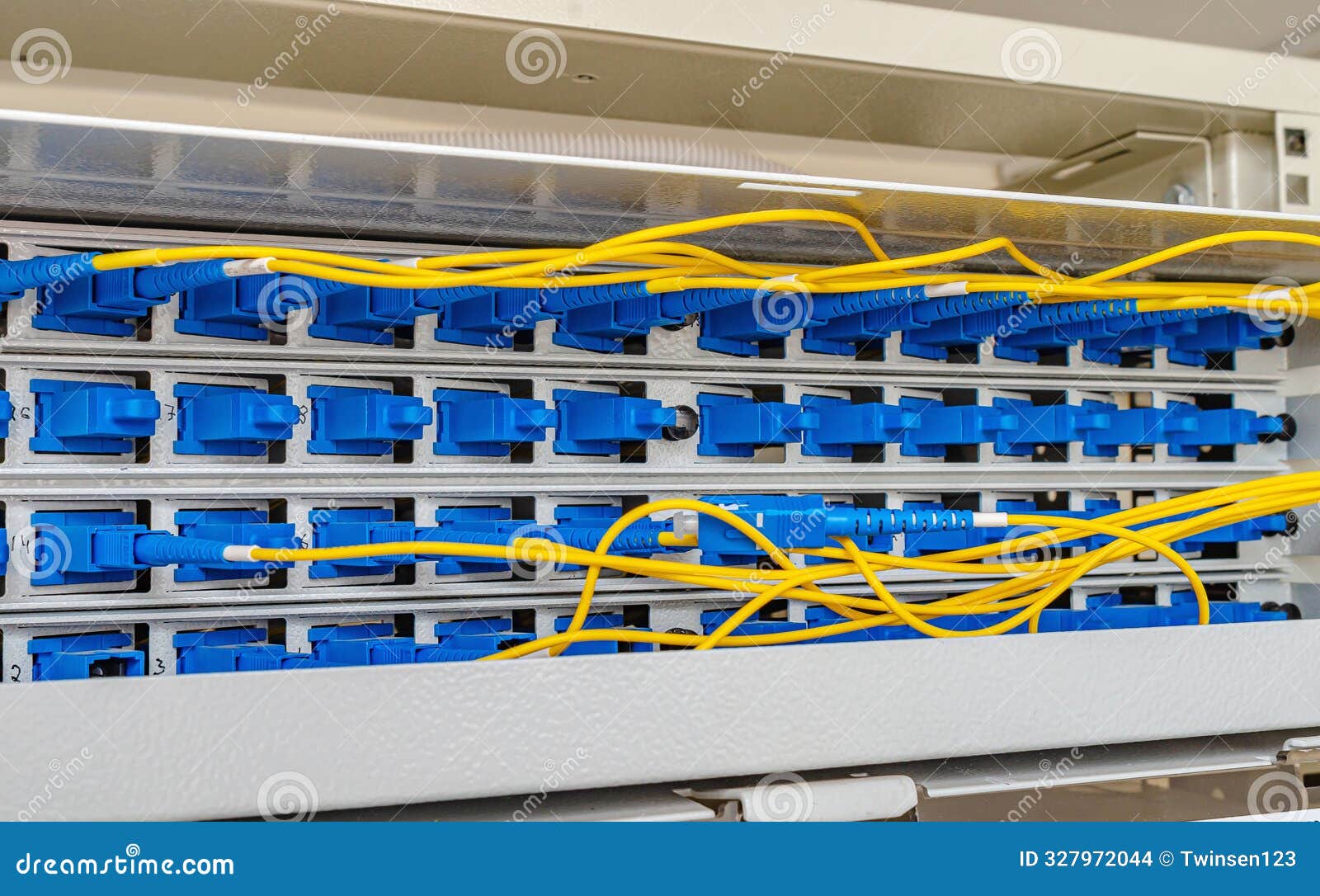 Fiber Optic Equipment Inside a Network Infrastructure, Active and ...