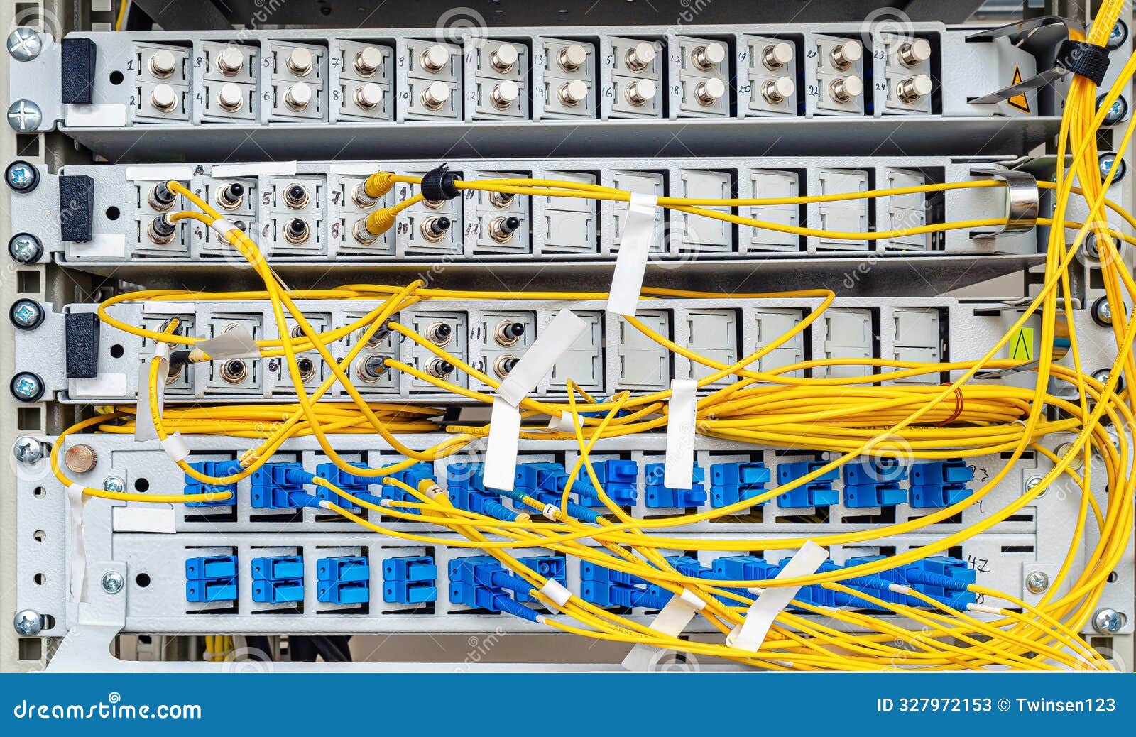 Fiber Optic Equipment Inside a Network Infrastructure, Active and ...