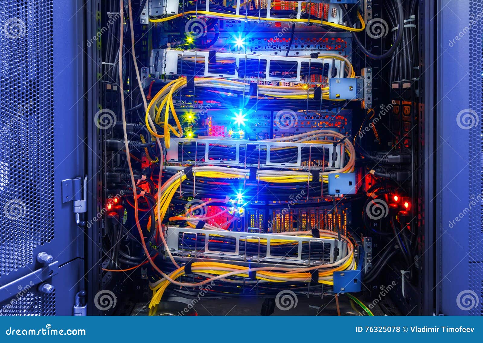 Fiber-optic Equipment in a Modern Data Center Stock Photo - Image of ...