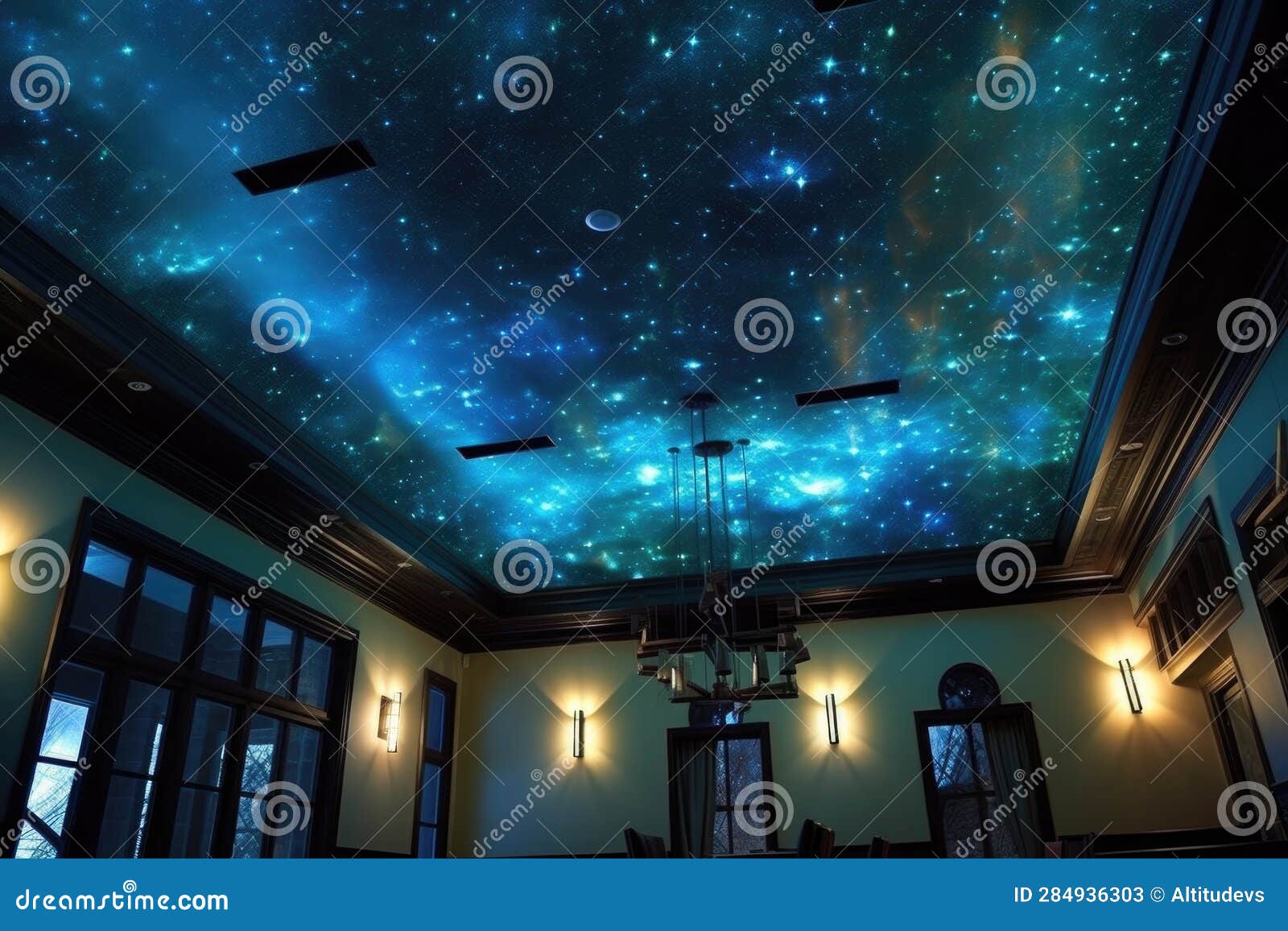Fiber Optic Galaxy Ceiling with Constellations Stock Illustration ...