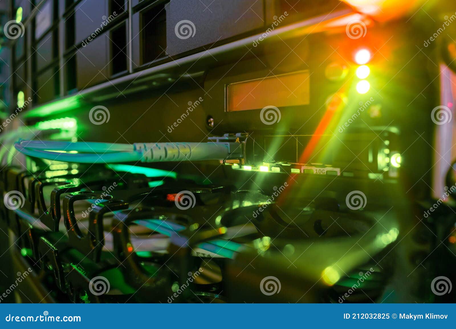 Fiber-optic Internet Wire is Connected To a Powerful Data Storage ...