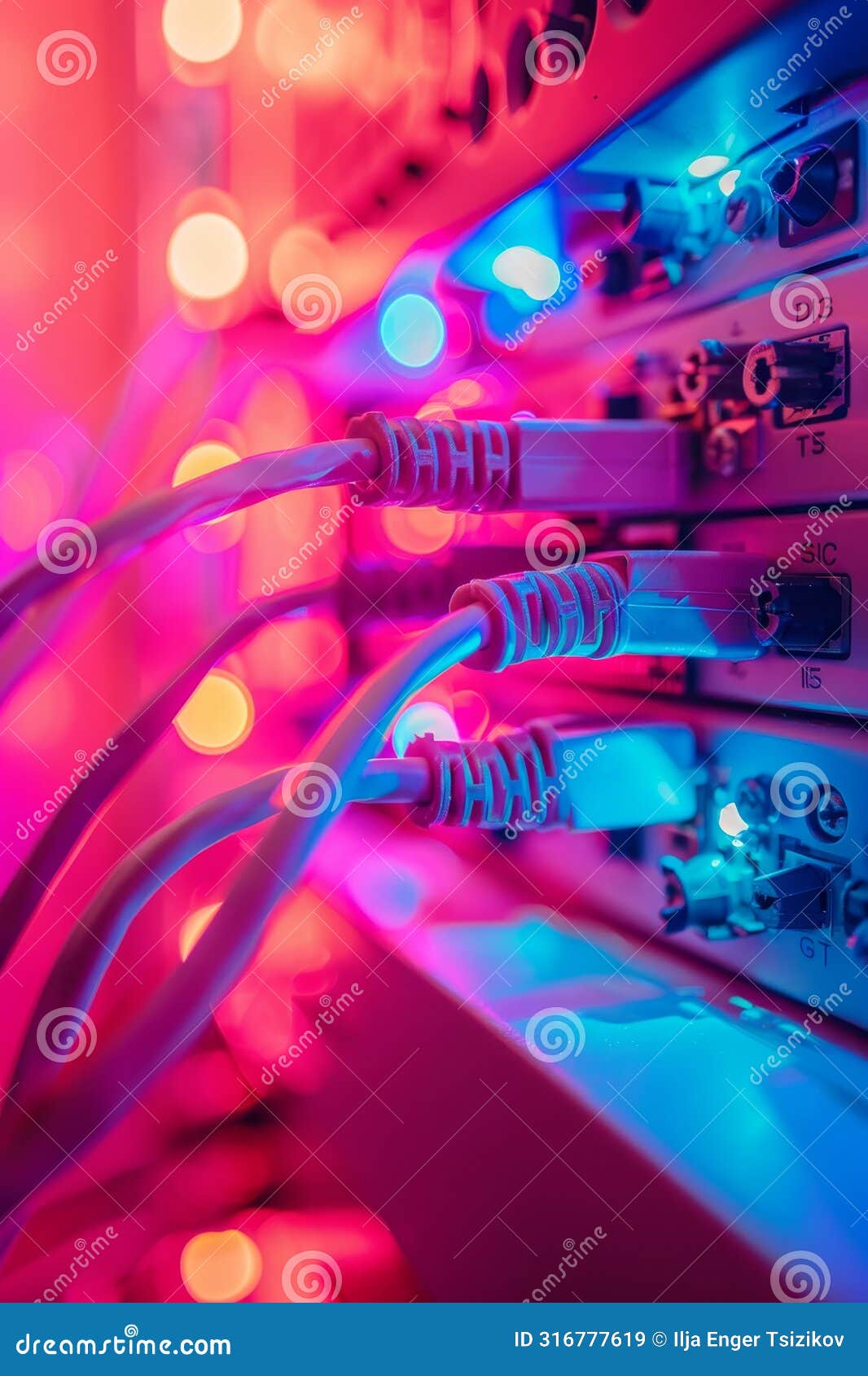 Fiber Optic Lan Cable Connected To Server Switch for Efficient Network ...