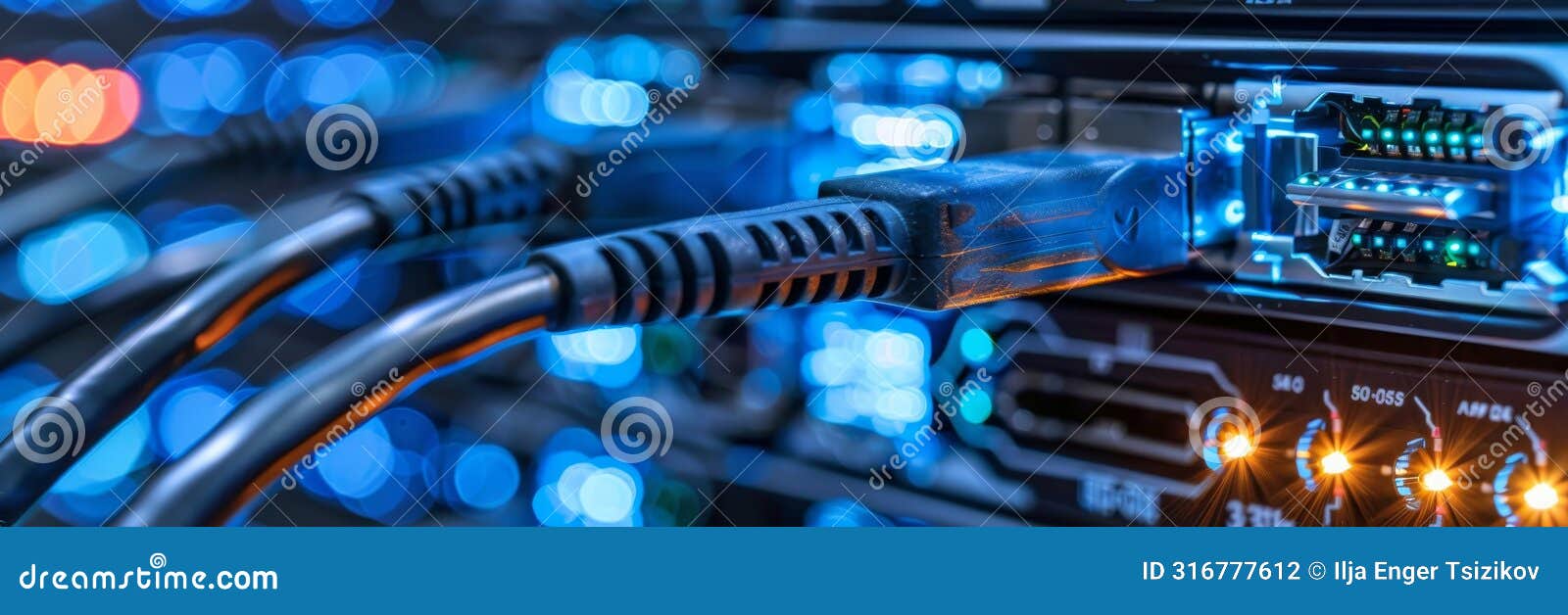 Fiber Optic Lan Cable Connected To the Server Switch for Enhanced ...