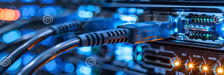 Fiber Optic Lan Cable Connected To the Server Switch for Enhanced ...