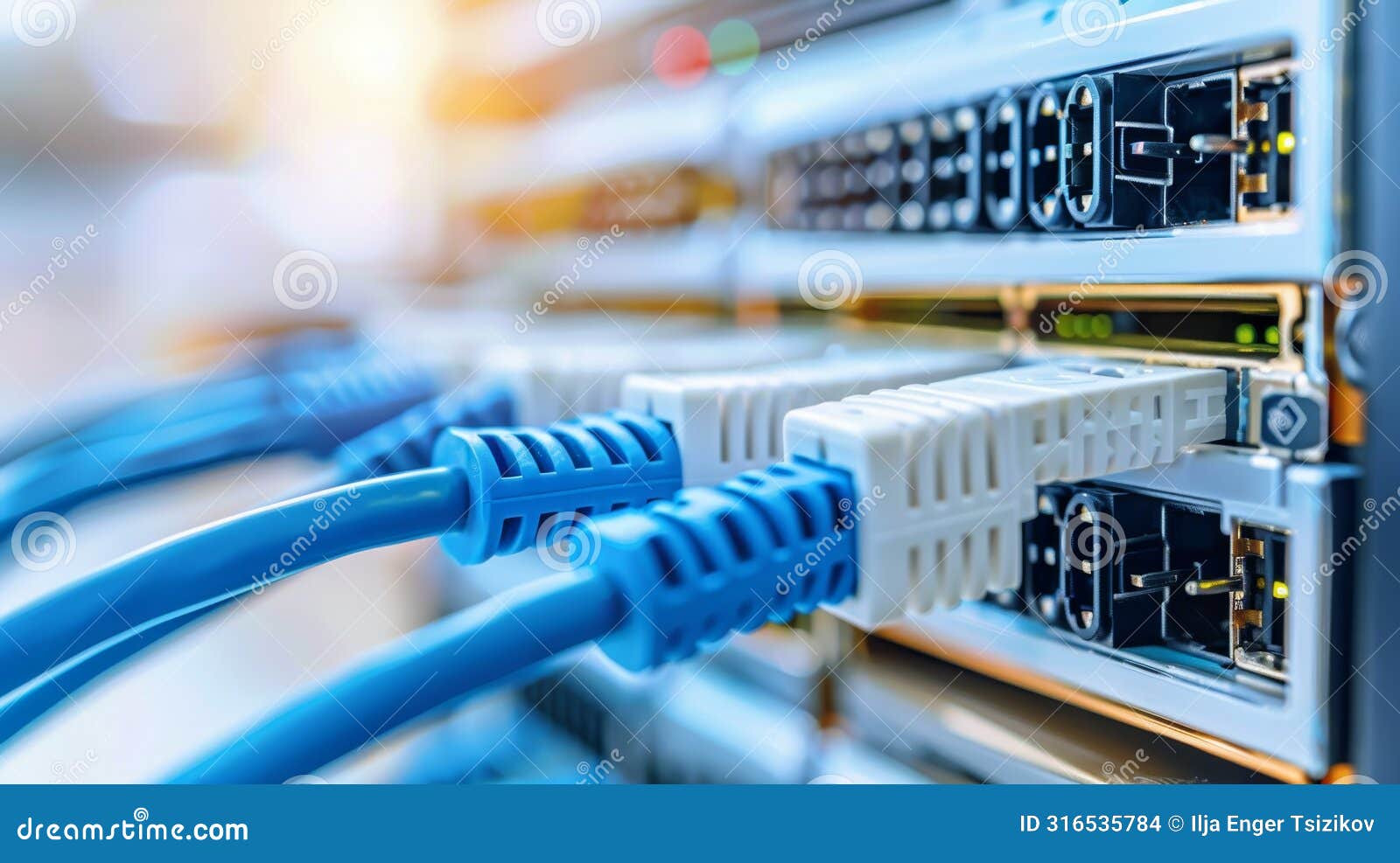 Fiber Optic Lan Cable Connected To Server Switch for Seamless Network ...