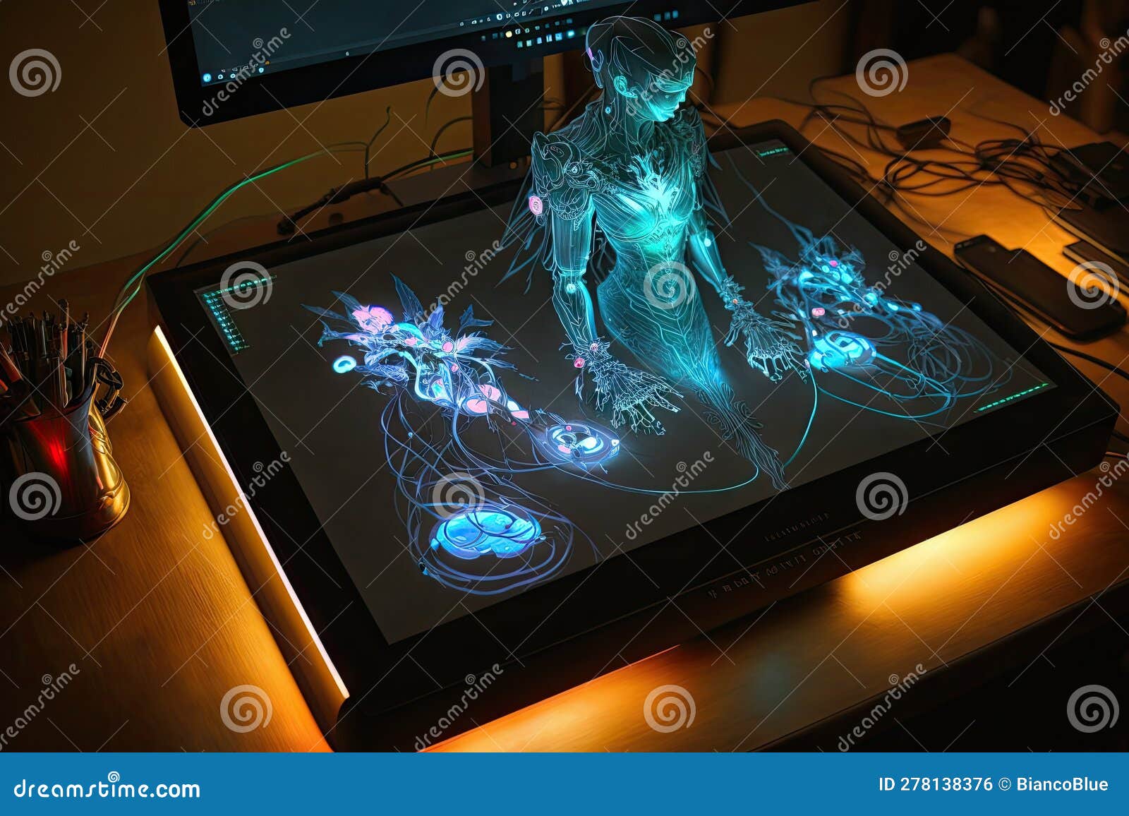 Fiber Optic Led Touchscreen Robot Angelarium Interface Stock Photo ...