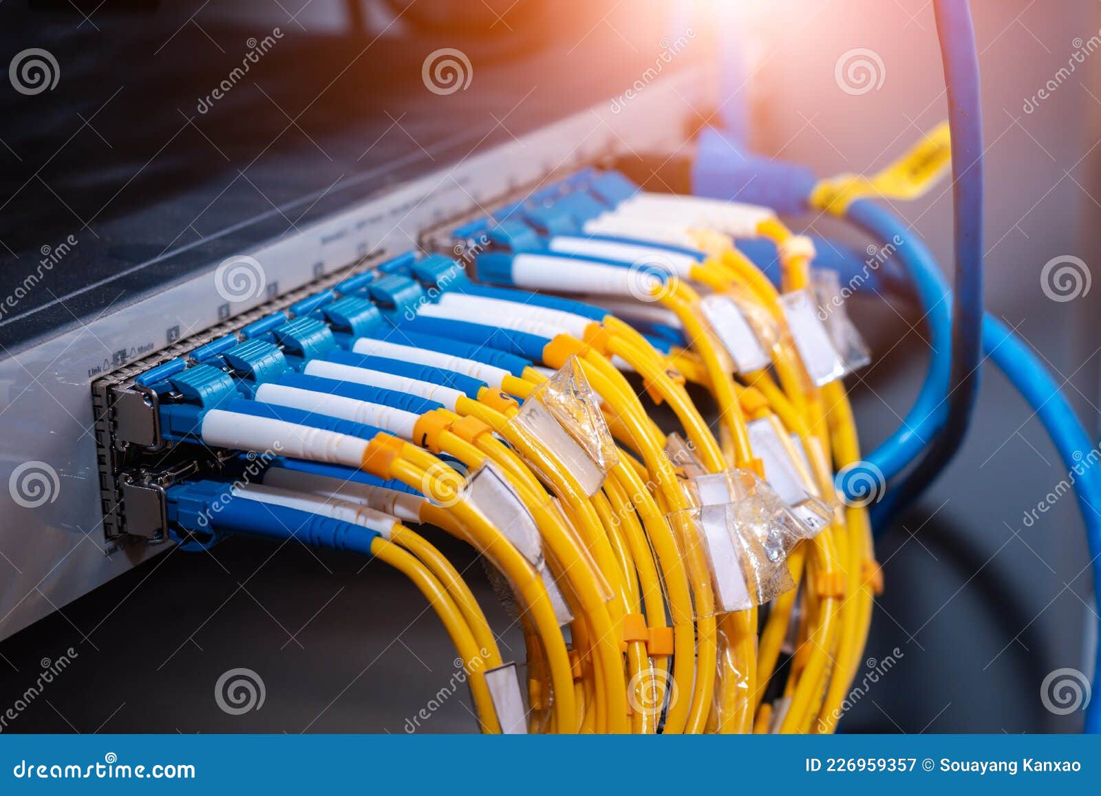 Fiber Optic Link with Core Switch Stock Image - Image of cyberspace ...