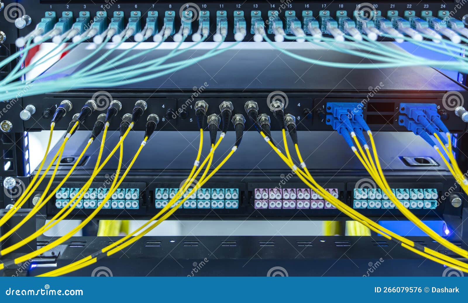 Fiber Optic Network Cable Connect To Communication Distribution Point ...