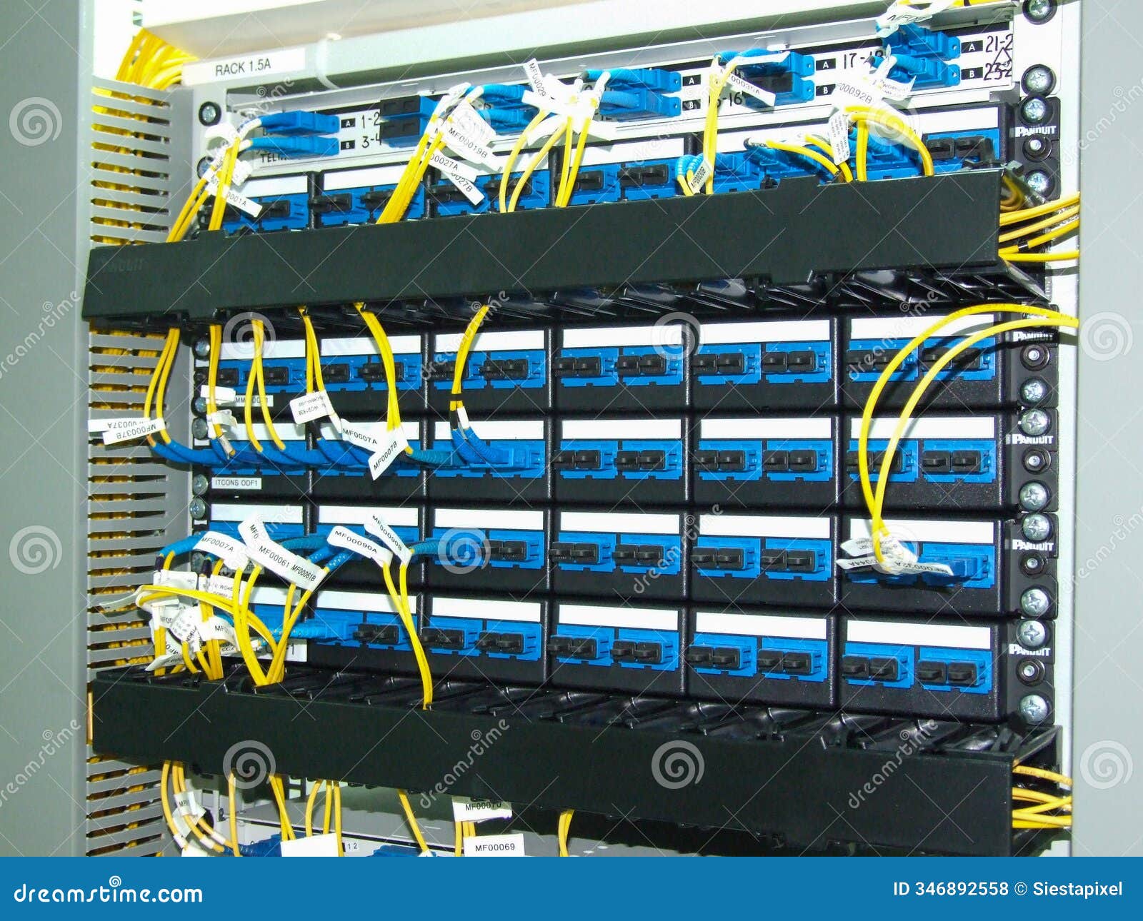 Fiber optic network panel stock photo. Image of ensuring - 346892558