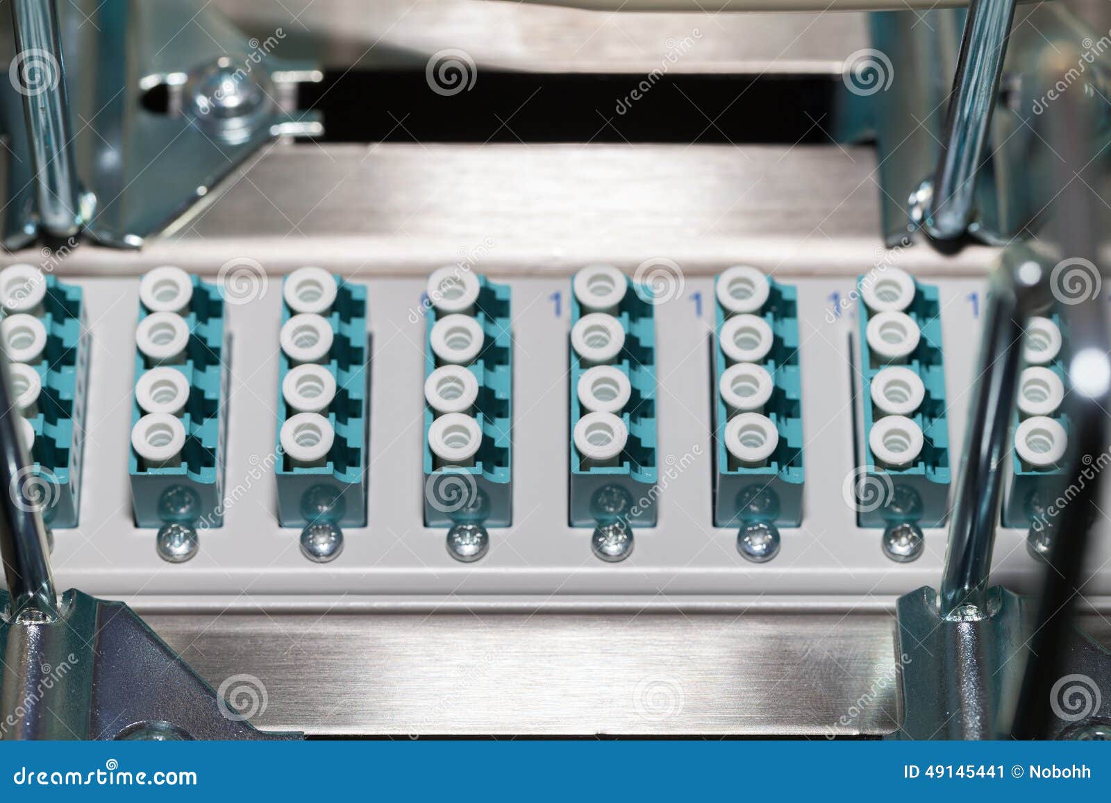 Fiber Optic Panel and Distributor in a Datacenter Stock Image - Image ...