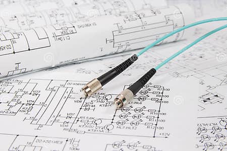 Fiber Optic Patch Cord Cable on Electrical Engineering Drawings Stock ...
