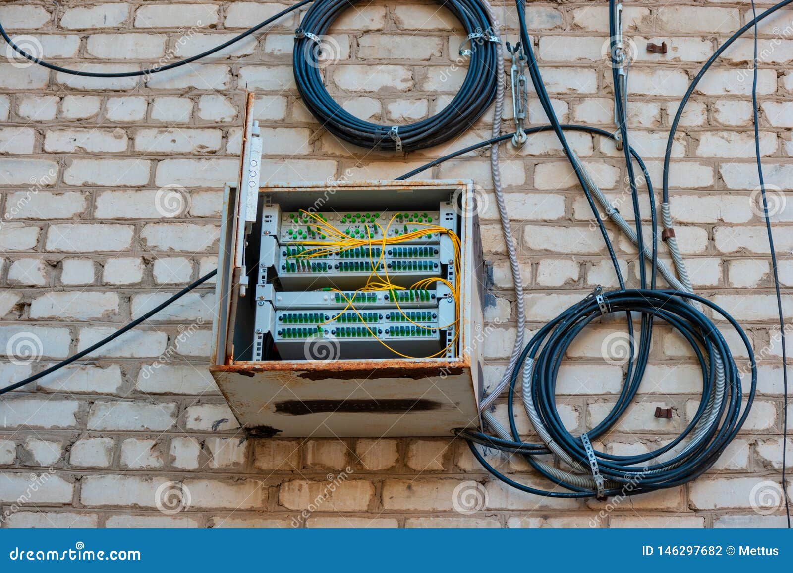 Fiber Optic Patch Panel on Apartment Building Wall Stock Photo - Image ...