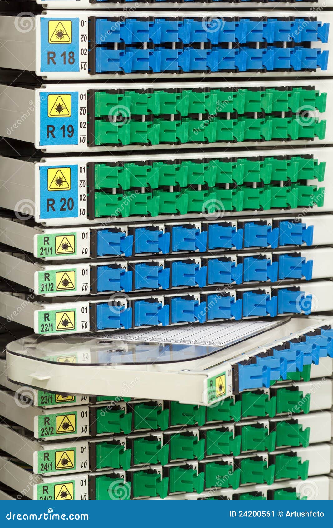Fiber optic rack stock image. Image of green, network - 24200561