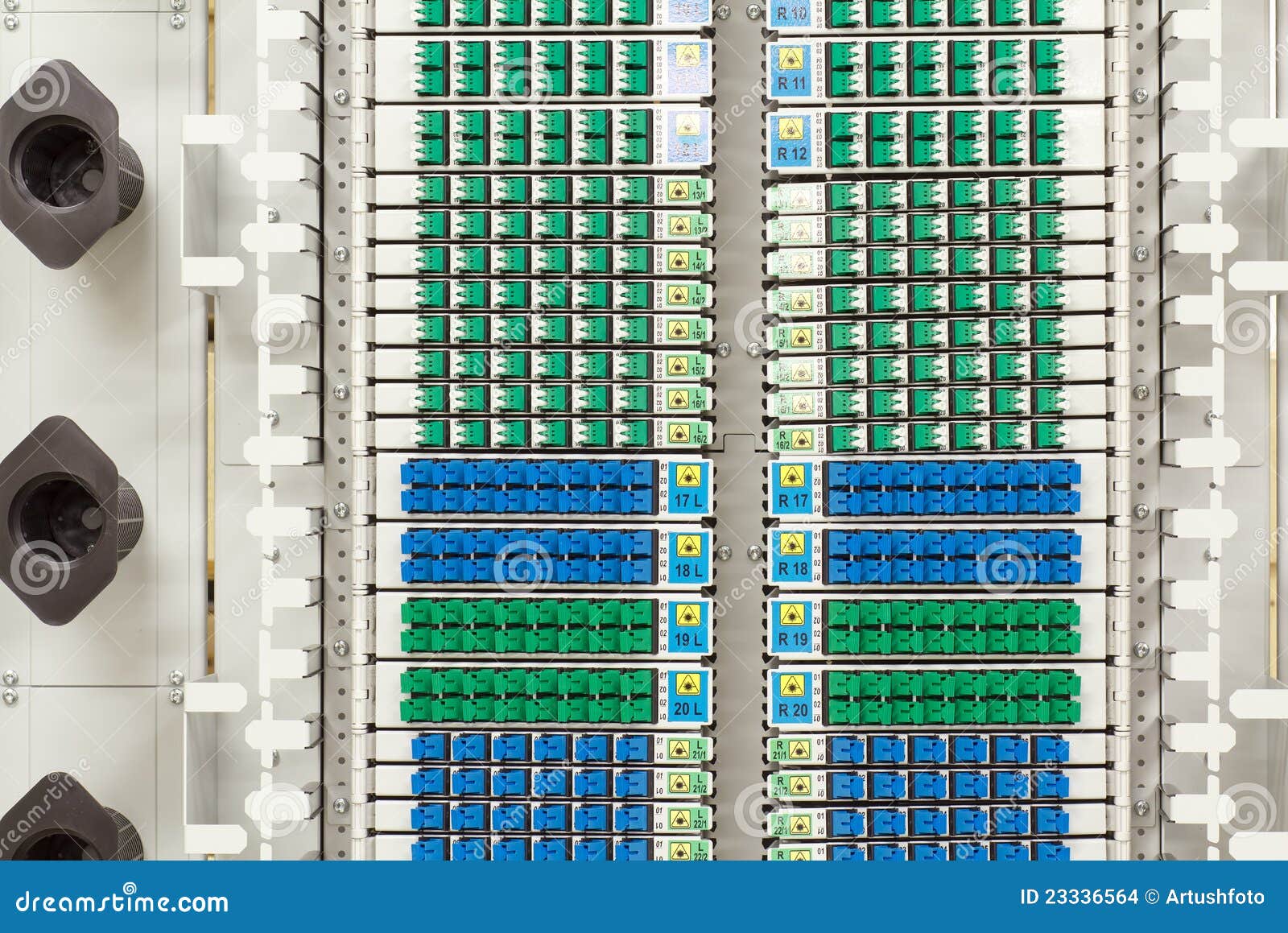 Fiber Optic Rack with Optical Connectors Stock Photo - Image of ...