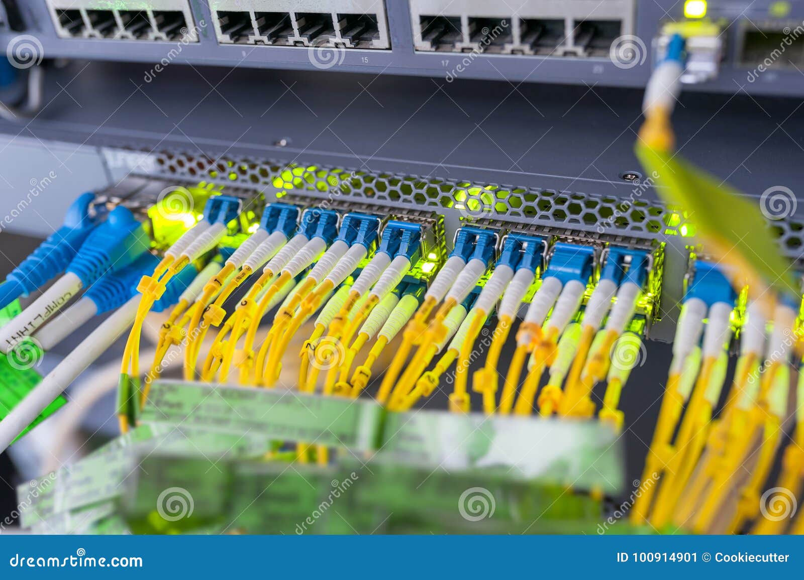 Fiber Optic with Servers in a Technology Data Center Stock Image ...