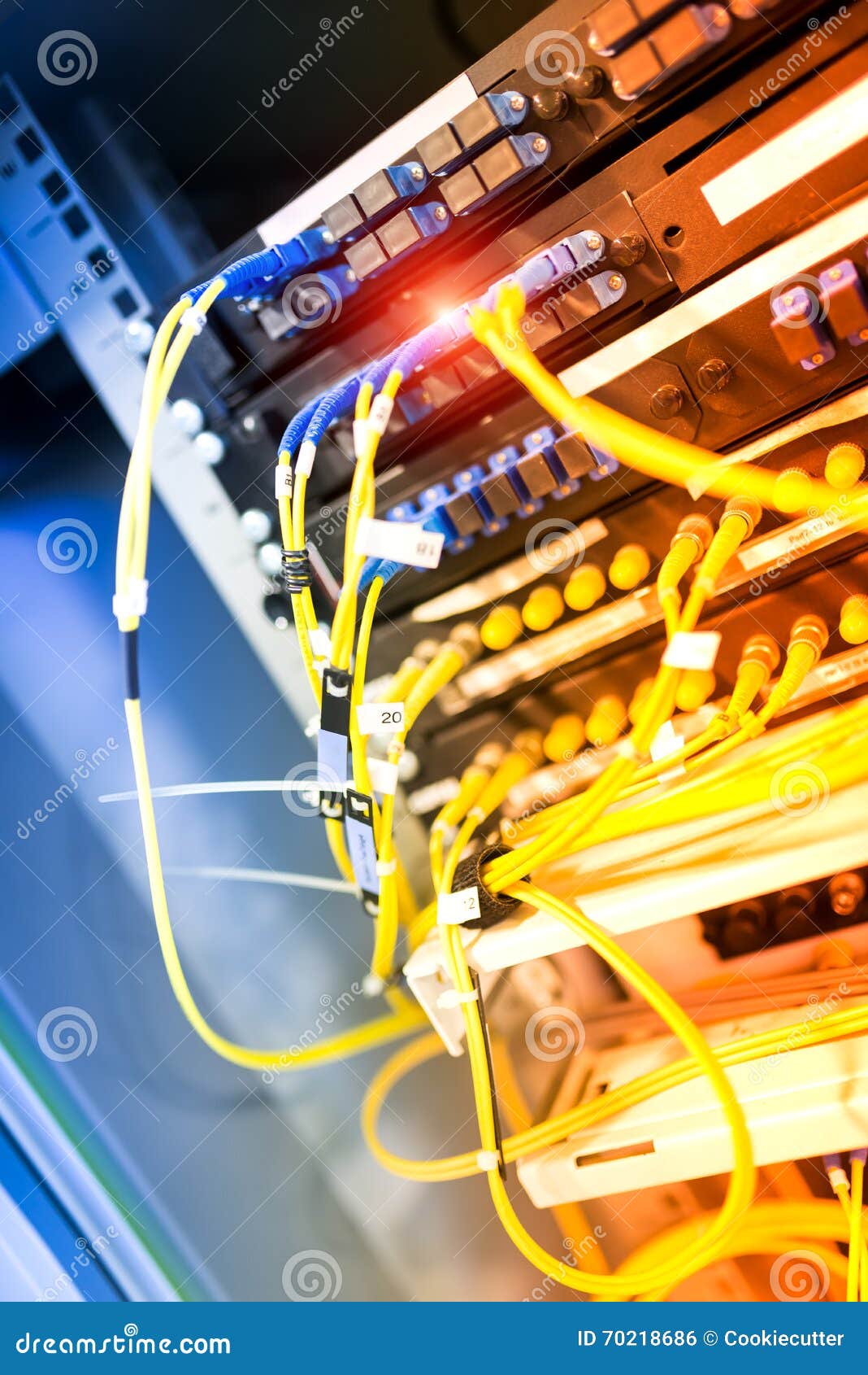 Fiber Optic with Servers in a Technology Data Center Stock Photo ...