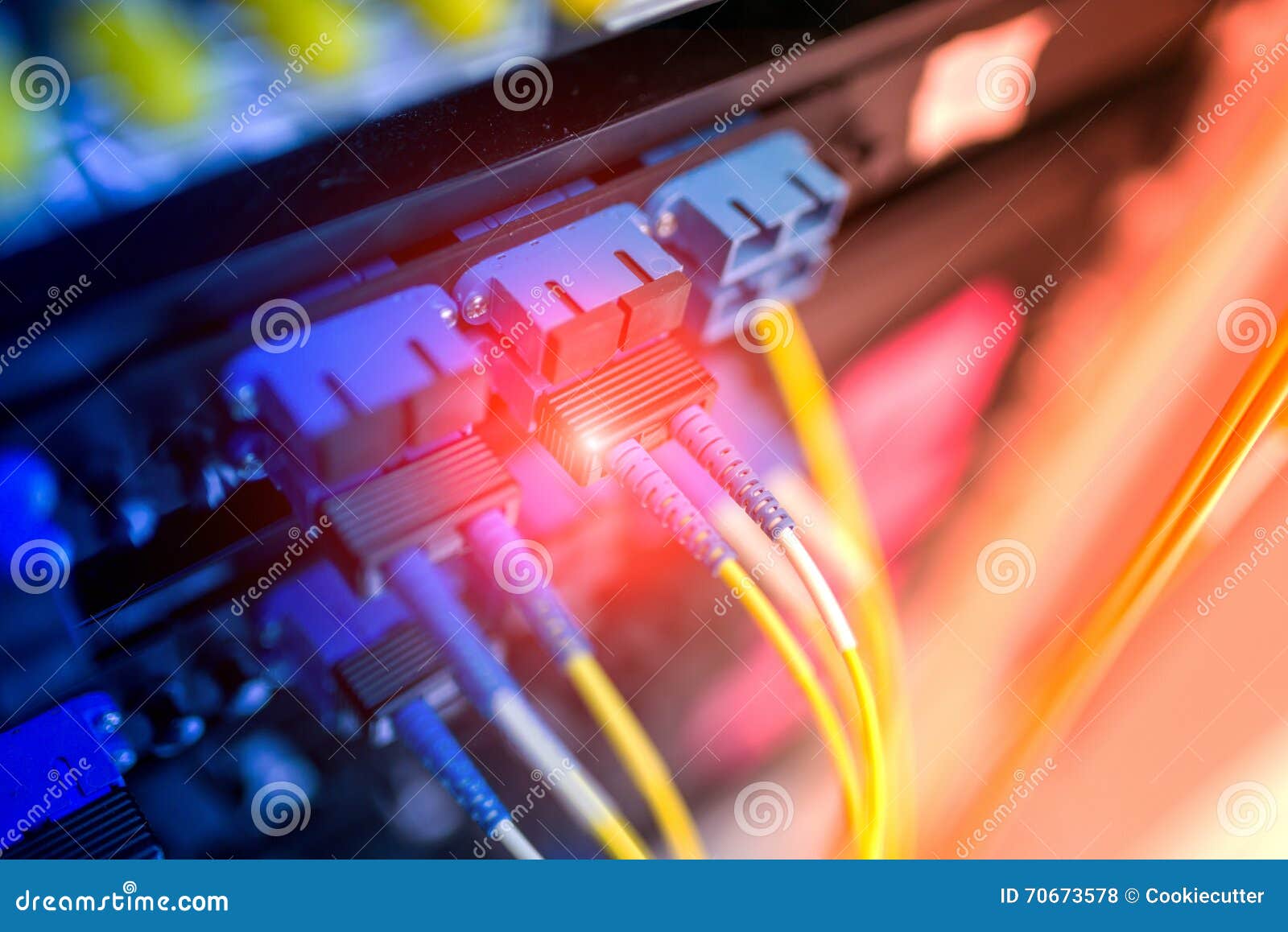 Fiber Optic with Servers in a Technology Data Center Stock Photo ...