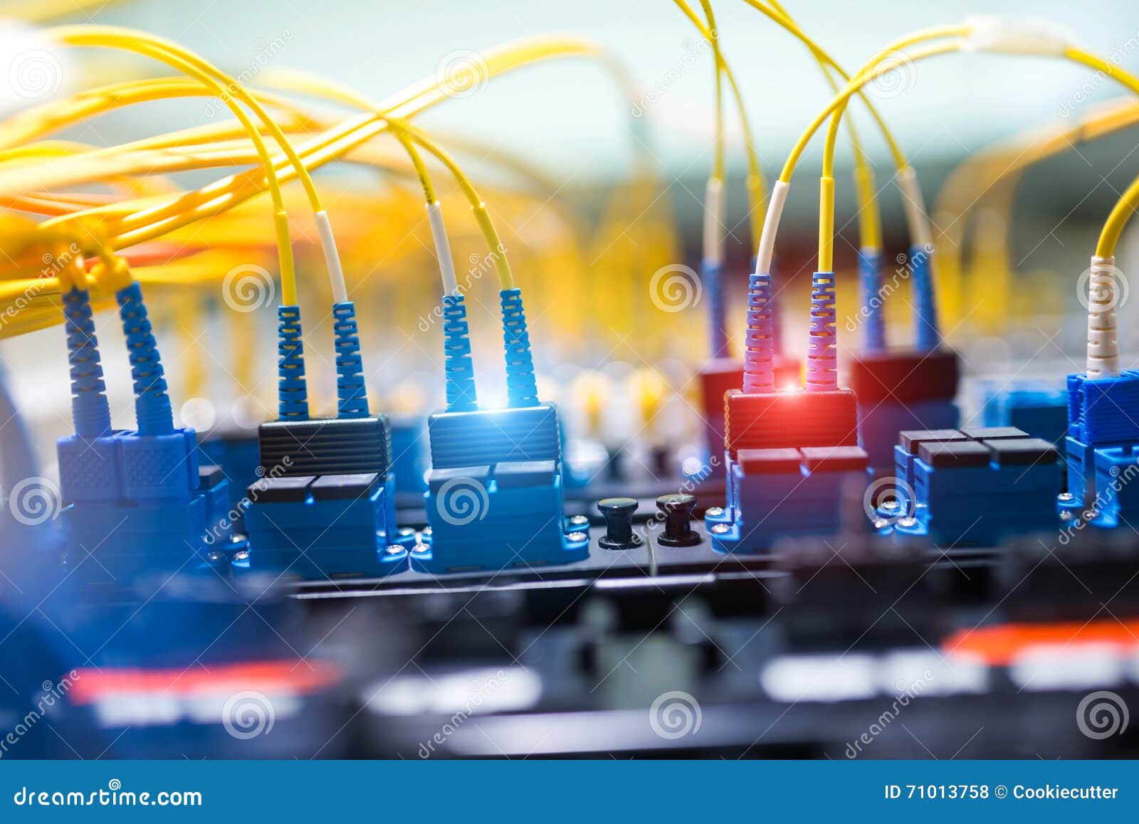 Fiber Optic with Servers in a Technology Data Center Stock Photo ...