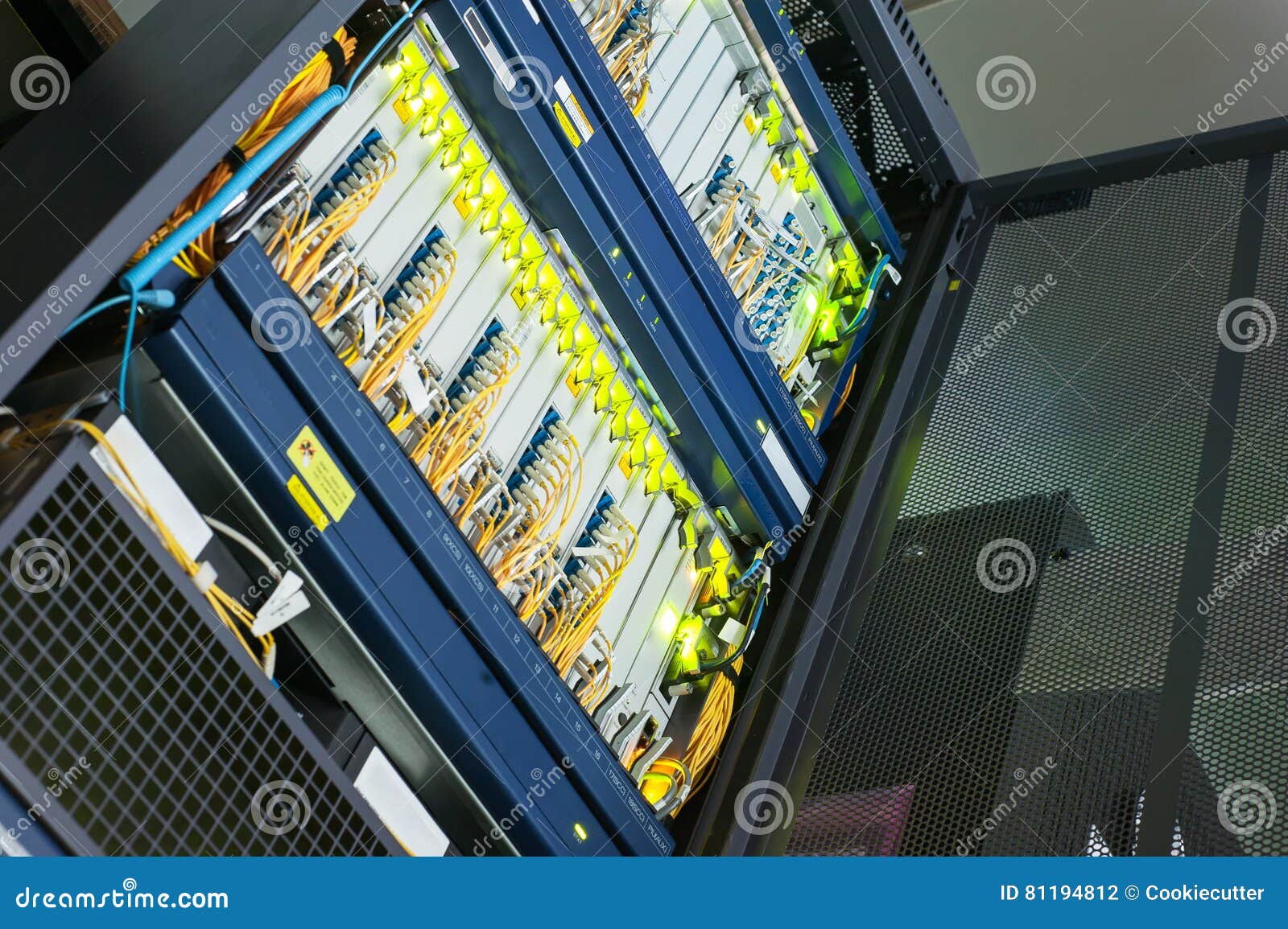 Fiber Optic with Servers in a Technology Data Center Stock Photo ...