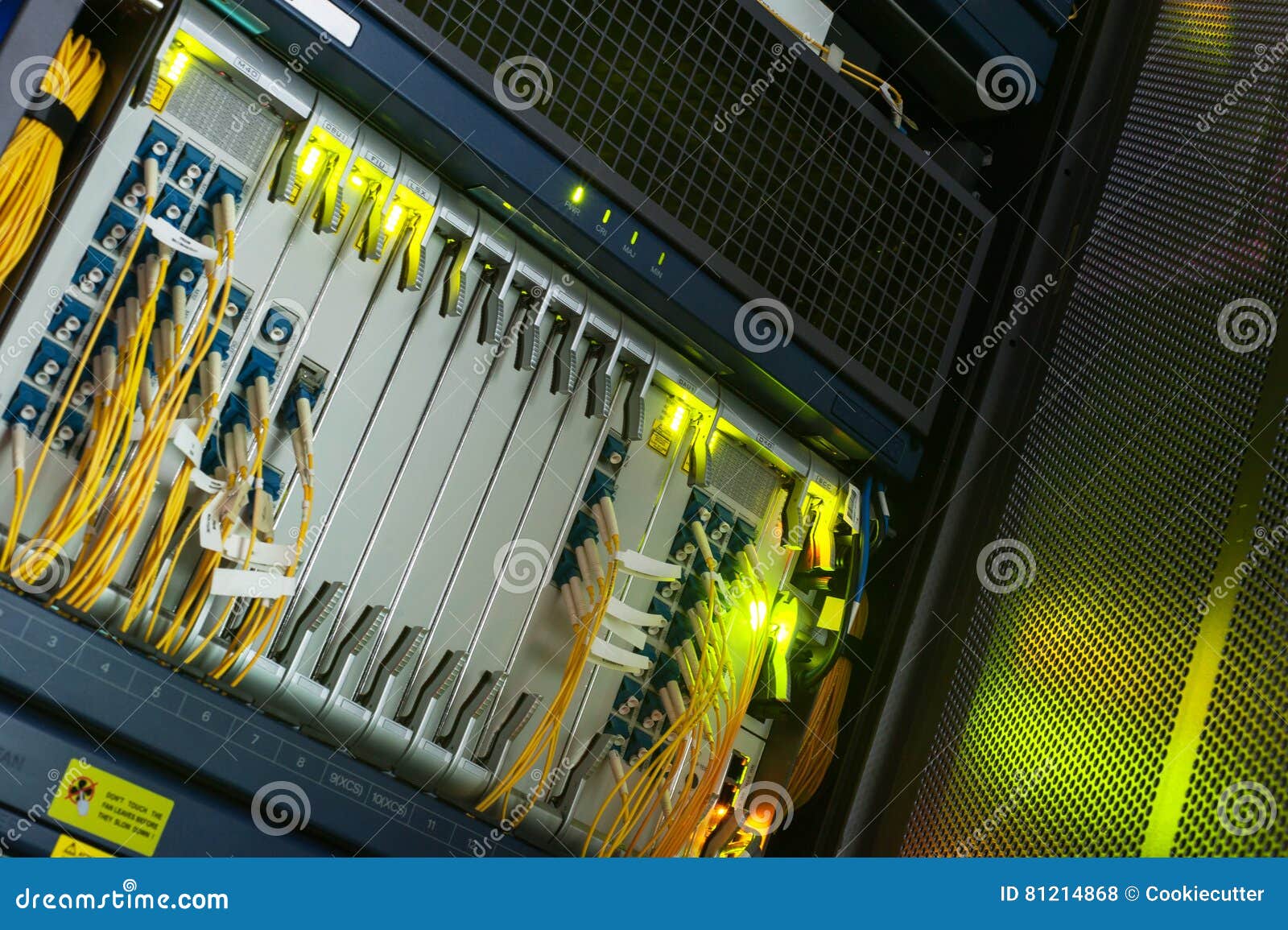 Fiber Optic with Servers in a Technology Data Center Stock Photo ...