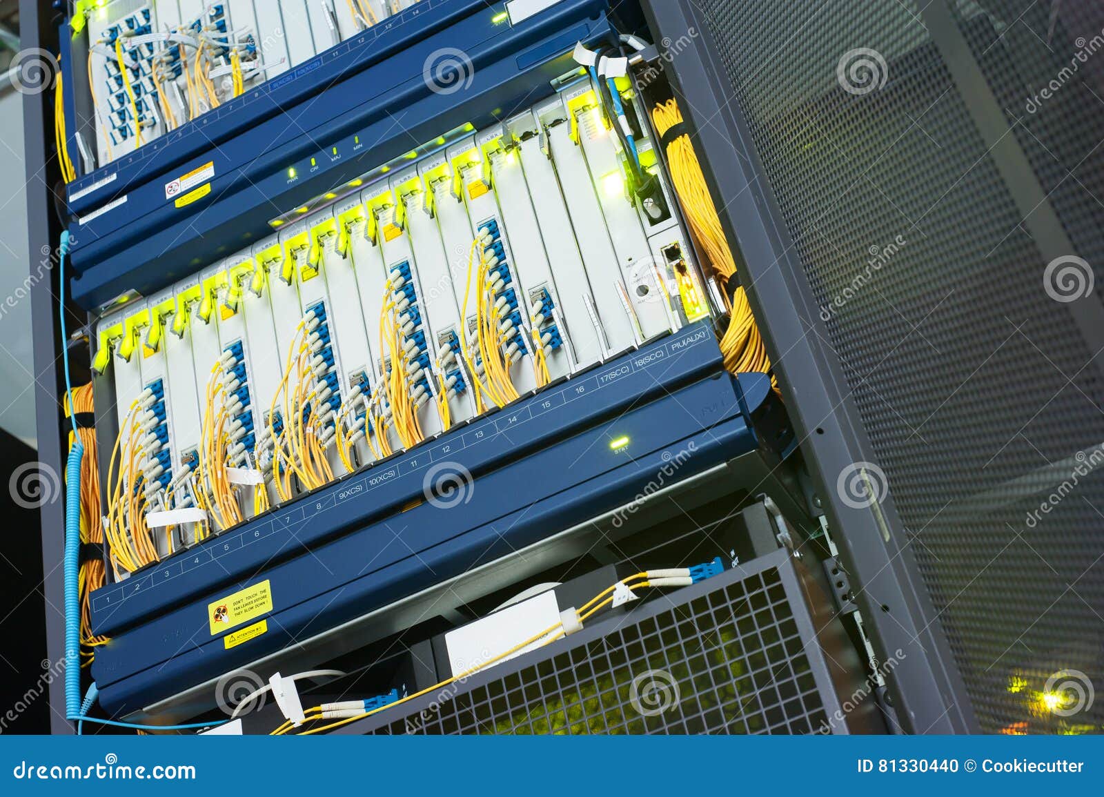 Fiber Optic with Servers in a Technology Data Center Stock Photo ...