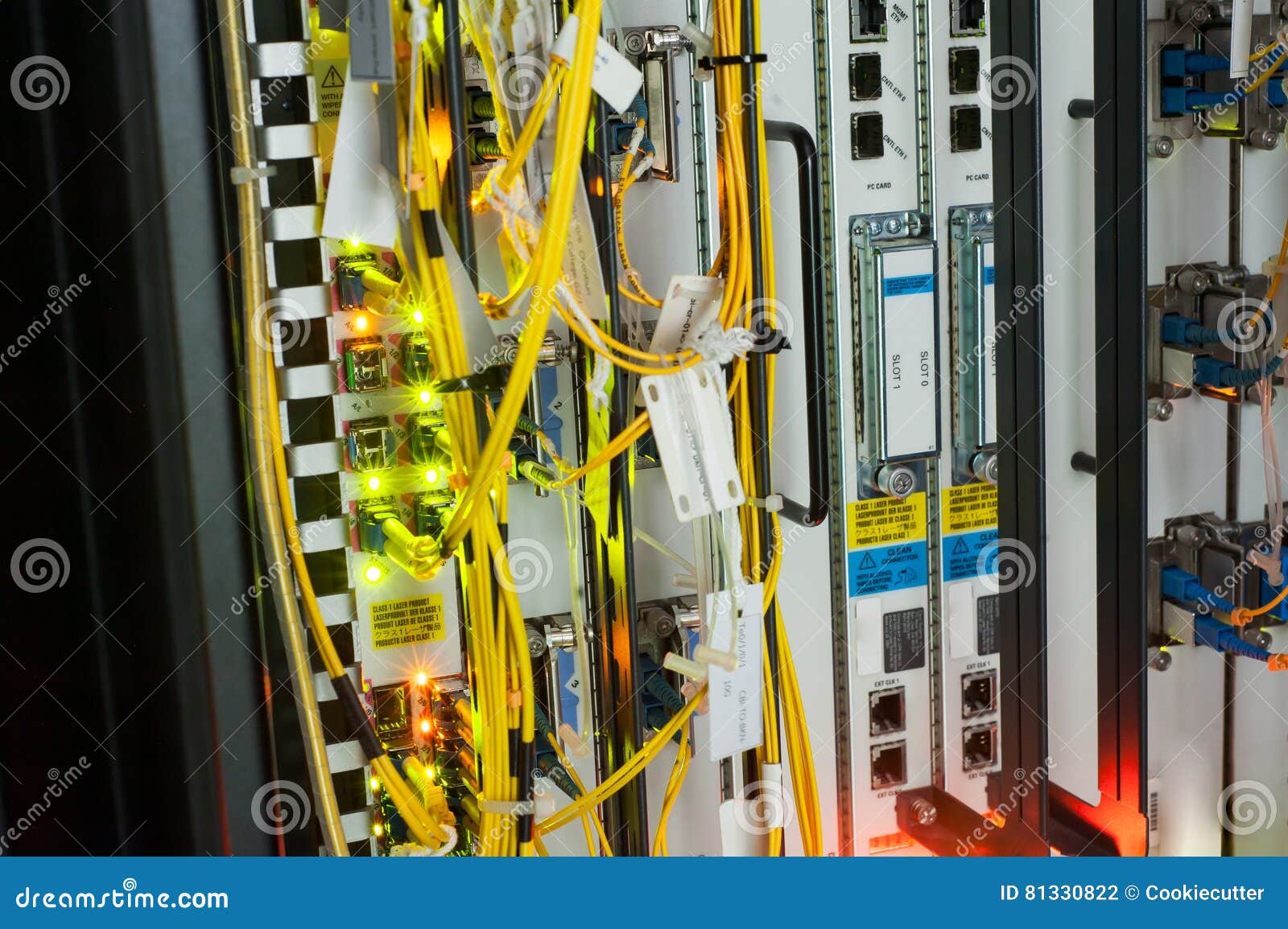 Fiber Optic with Servers in a Technology Data Center Stock Photo ...