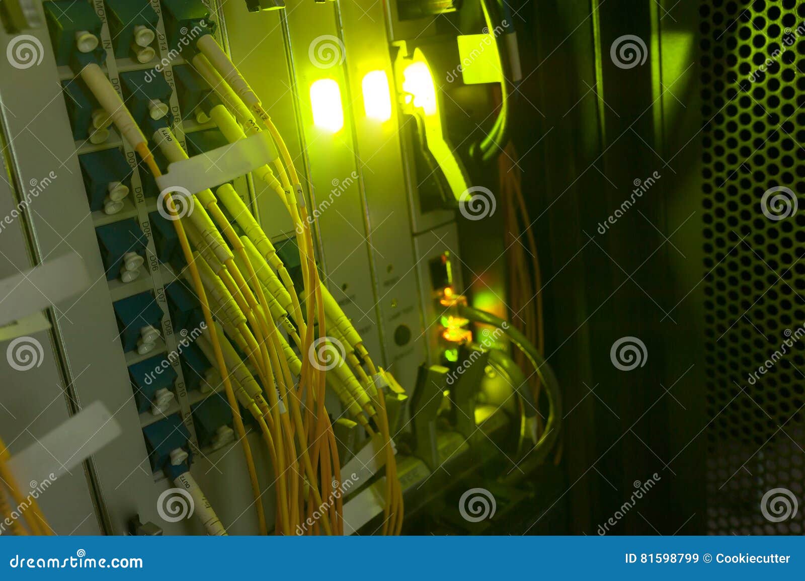 Fiber Optic with Servers in a Technology Data Center Stock Image ...