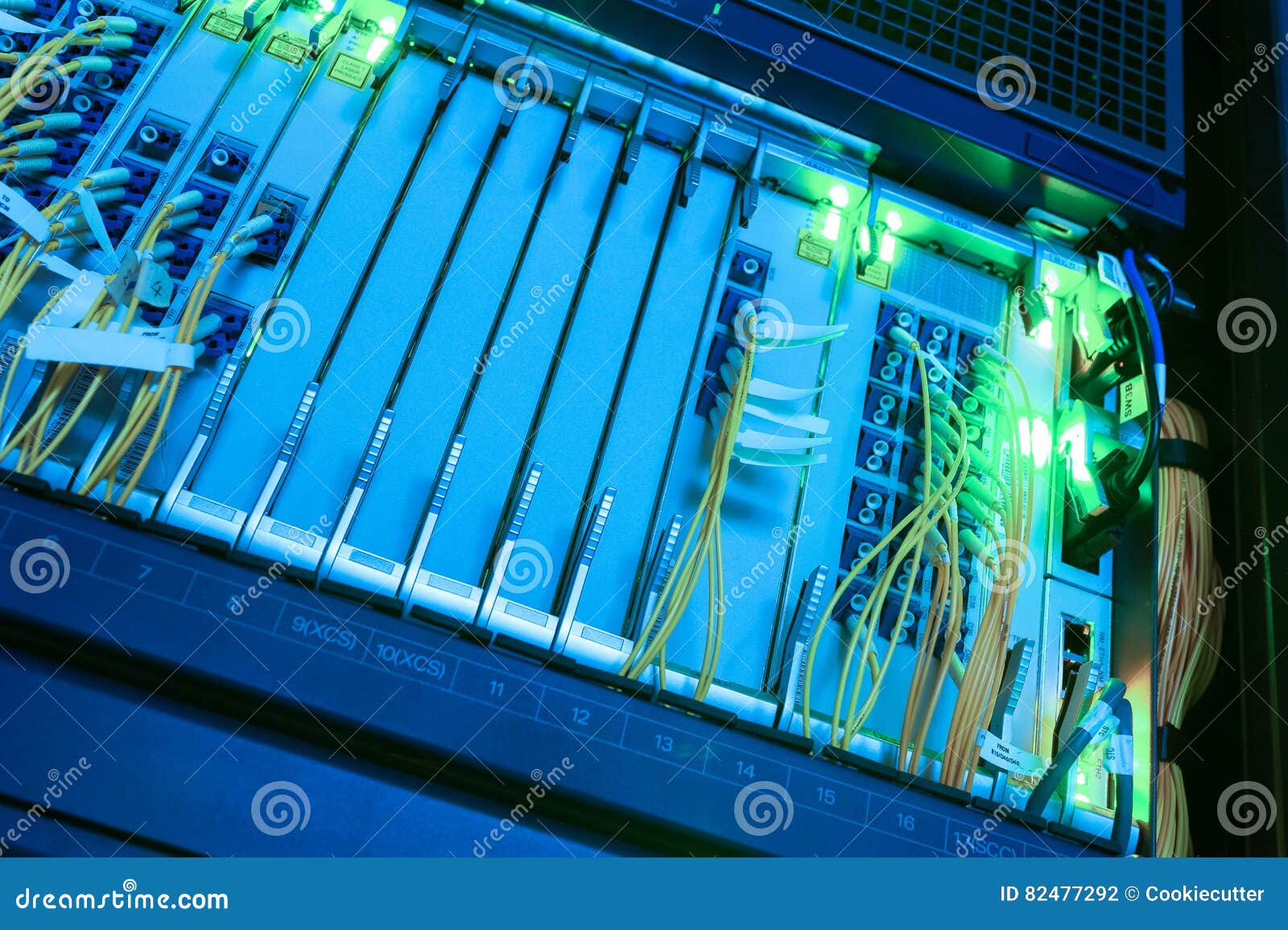 Fiber Optic with Servers in a Technology Data Center Stock Photo ...