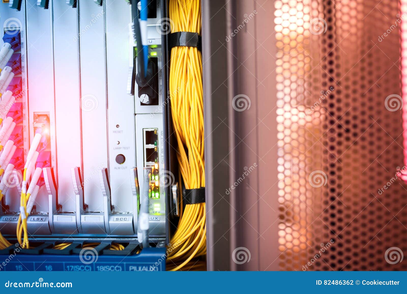 Fiber Optic with Servers in a Technology Data Center Stock Photo ...