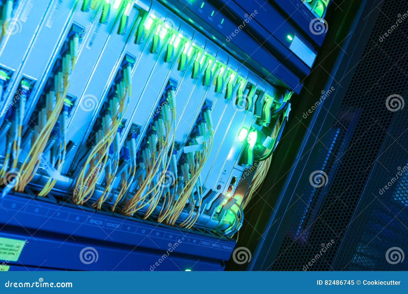 Fiber Optic with Servers in a Technology Data Center Stock Image ...