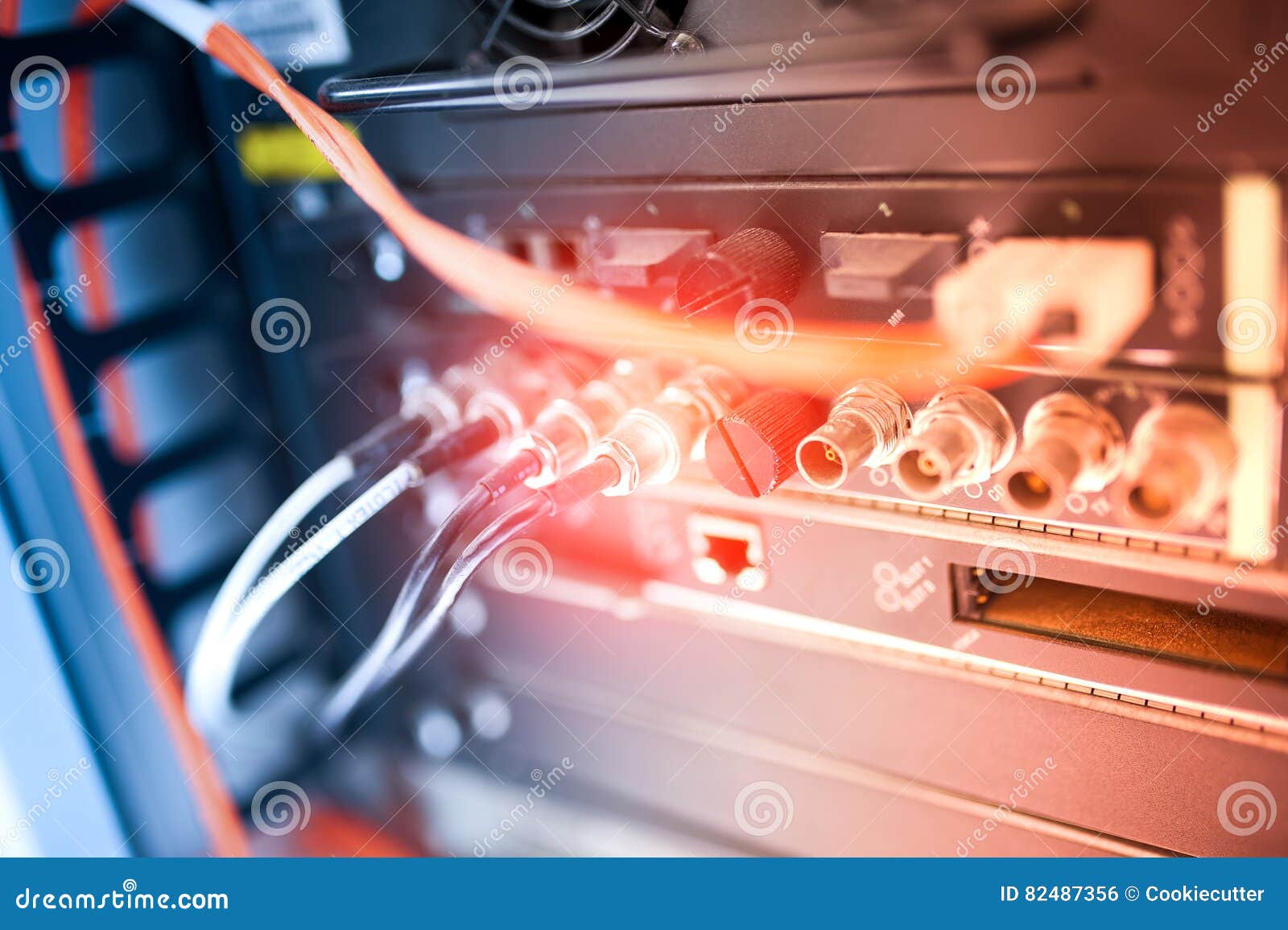 Fiber Optic with Servers in a Technology Data Center Stock Photo ...