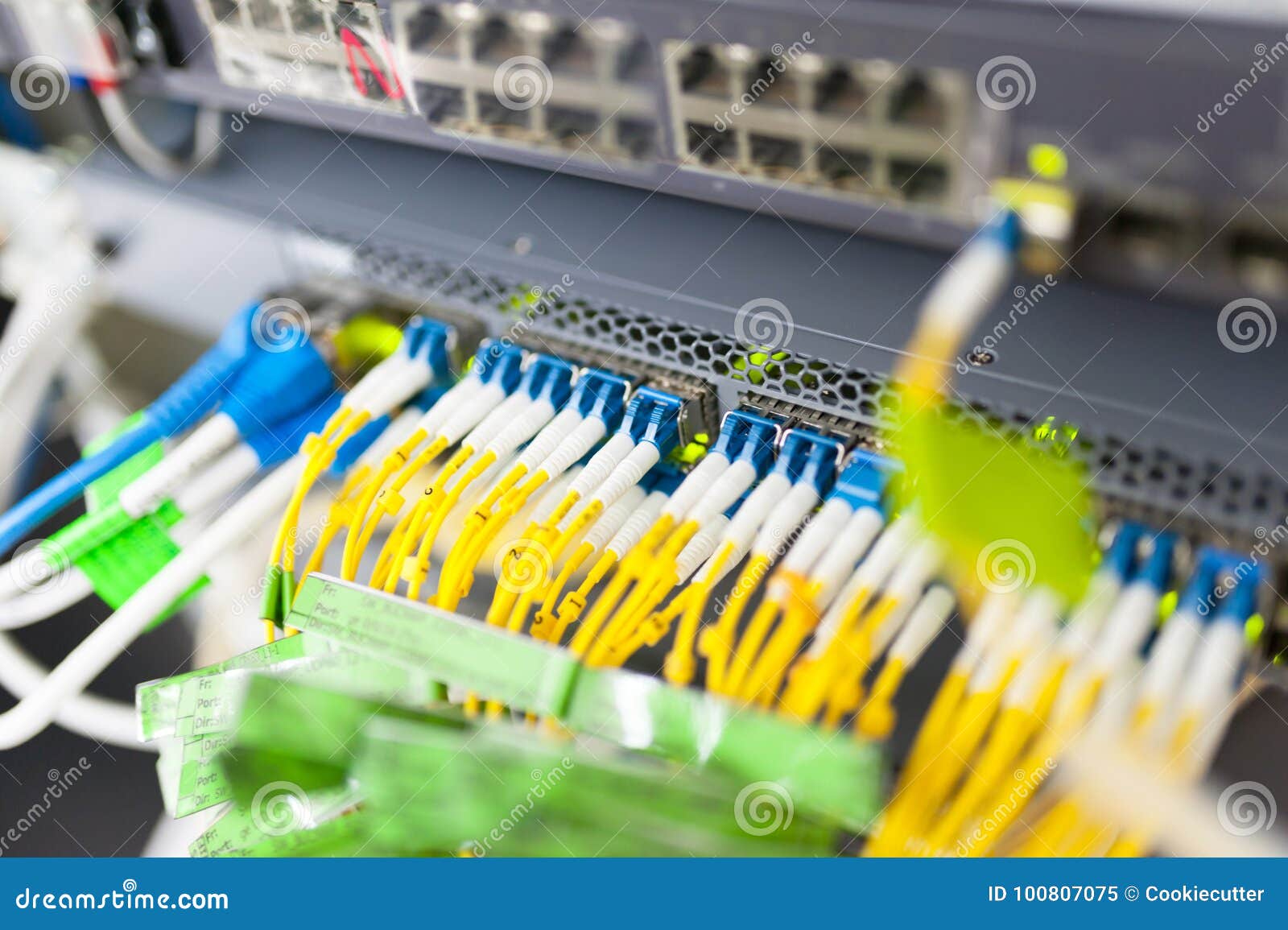 Fiber Optic with Servers in a Technology Data Center Stock Image ...