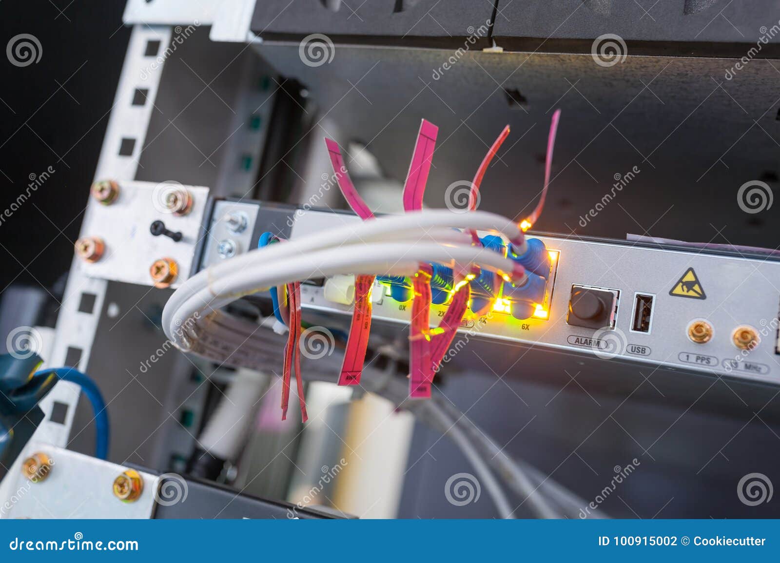 Fiber Optic with Servers in a Technology Data Center Stock Photo ...