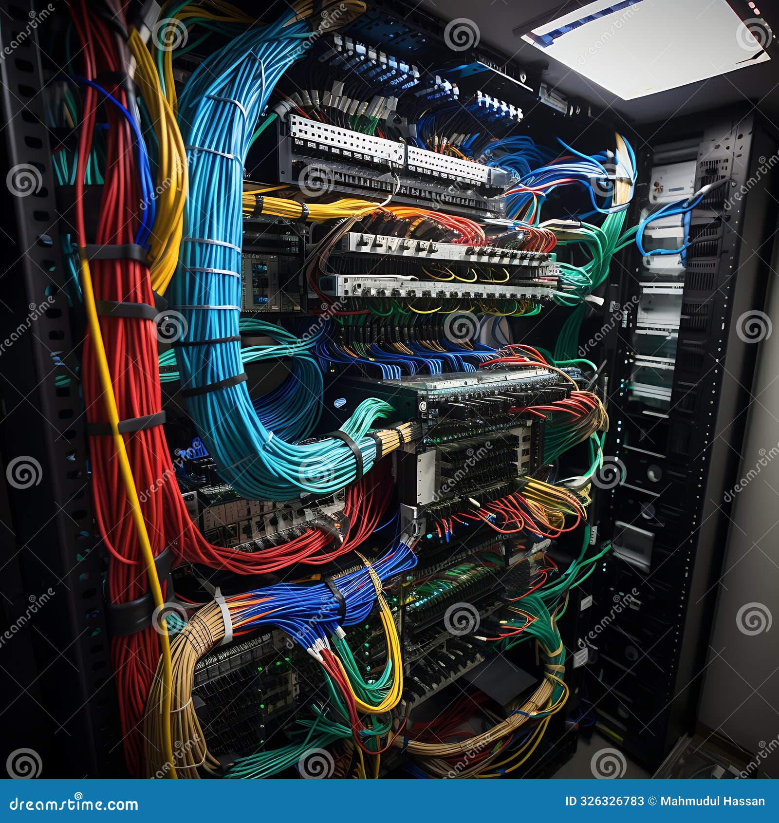 Fiber Optic Network Hub and Patch Cables Stock Illustration ...