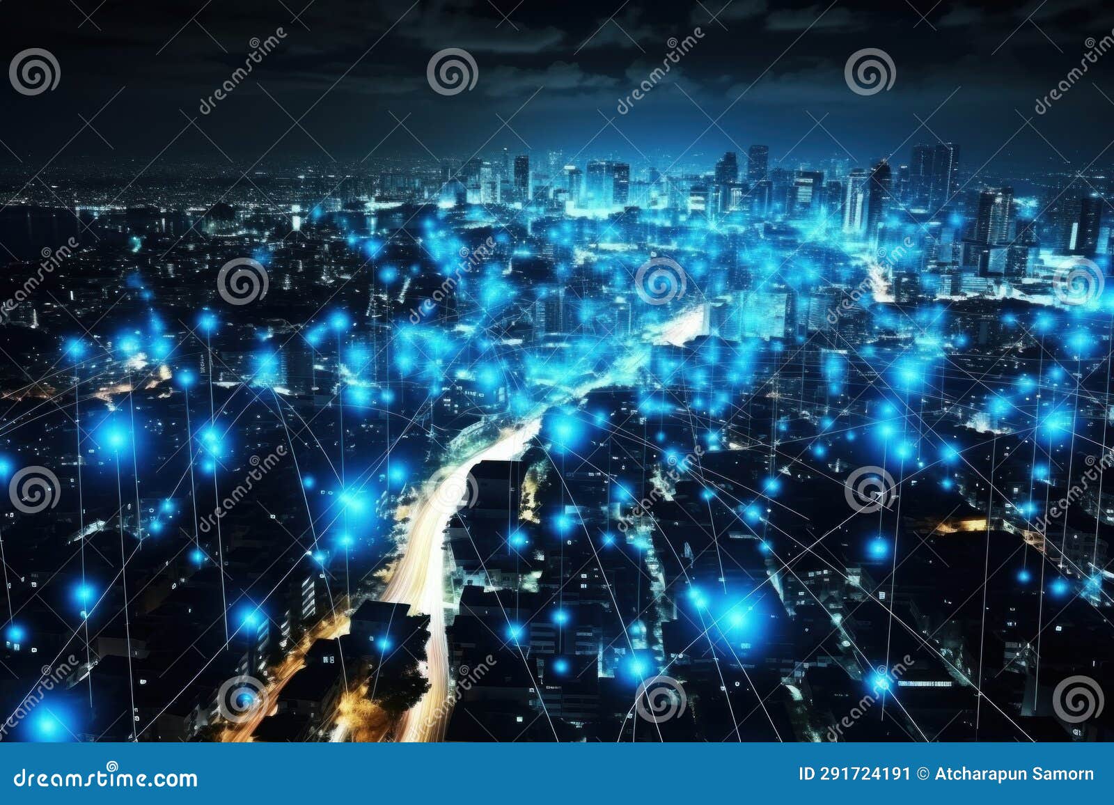 Fiber Optic Speed Line, Image of Modern City Network Communication ...