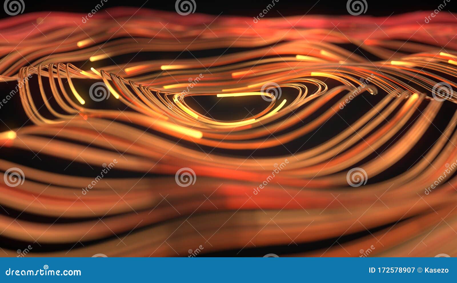 Fiber Optic Strings with Glowing Ends, 3D Illustration Stock ...