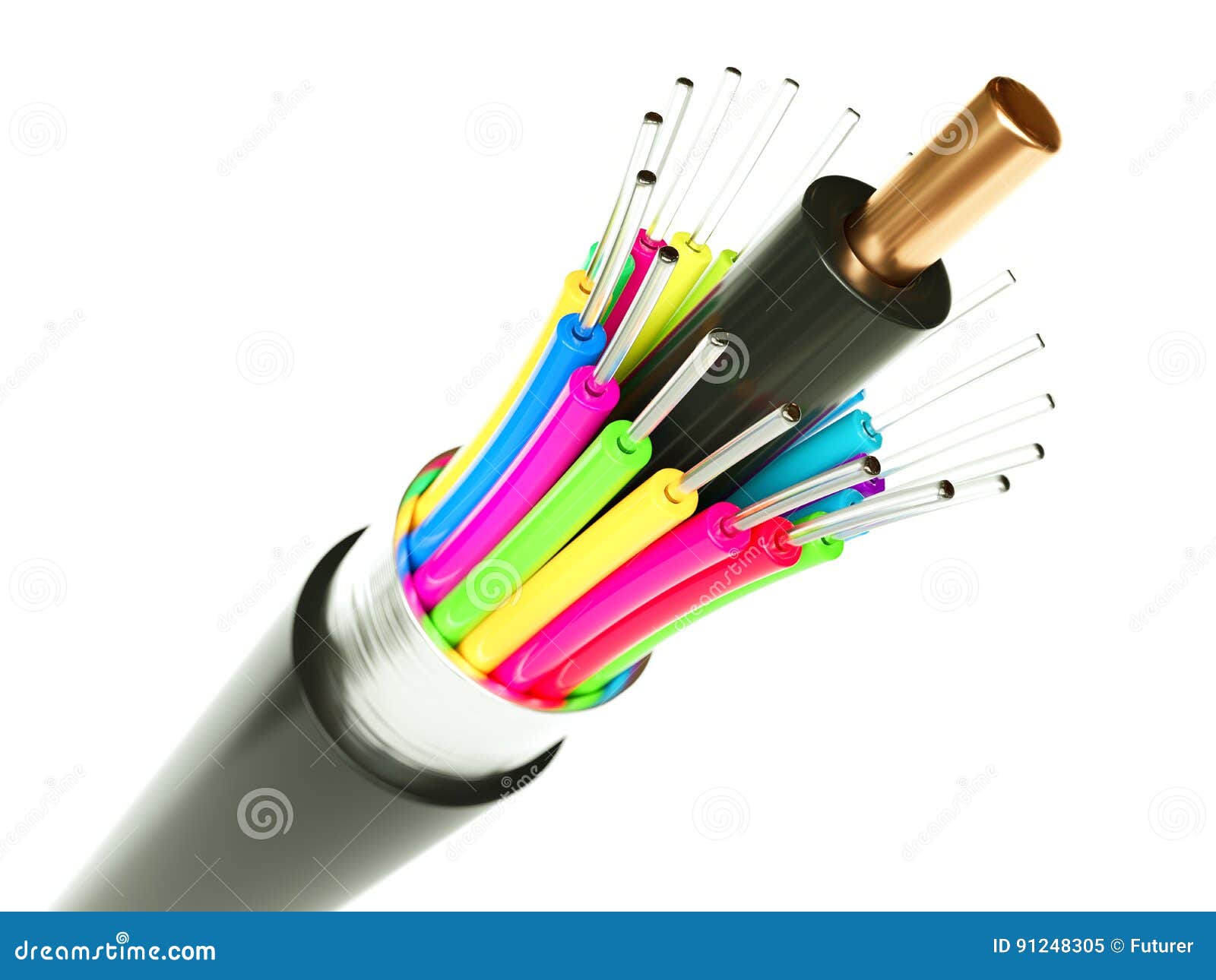 Fiber Optical Cable Detail - 3D Rendering Stock Image - Image of duplex ...