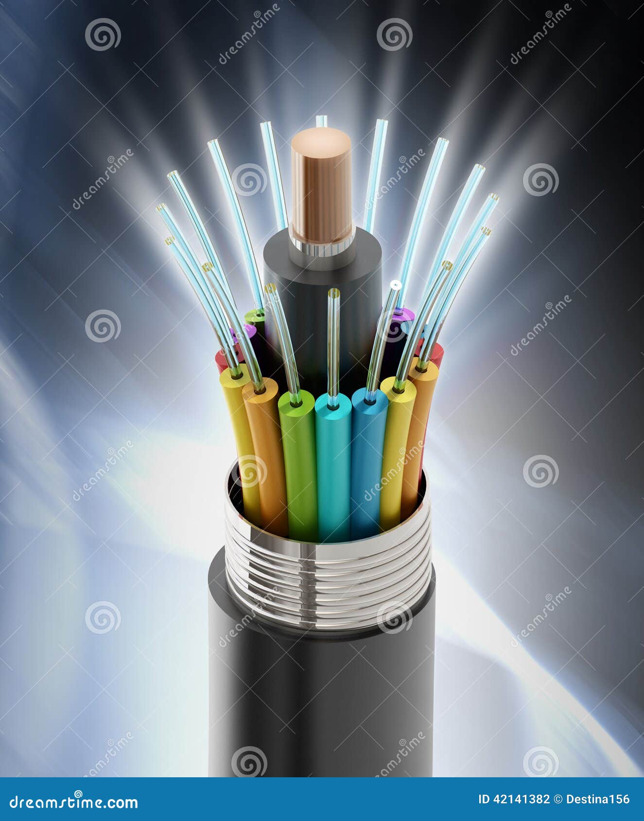 Fiber Optical Internet Cable Of Various Types. Cross Section Layers ...