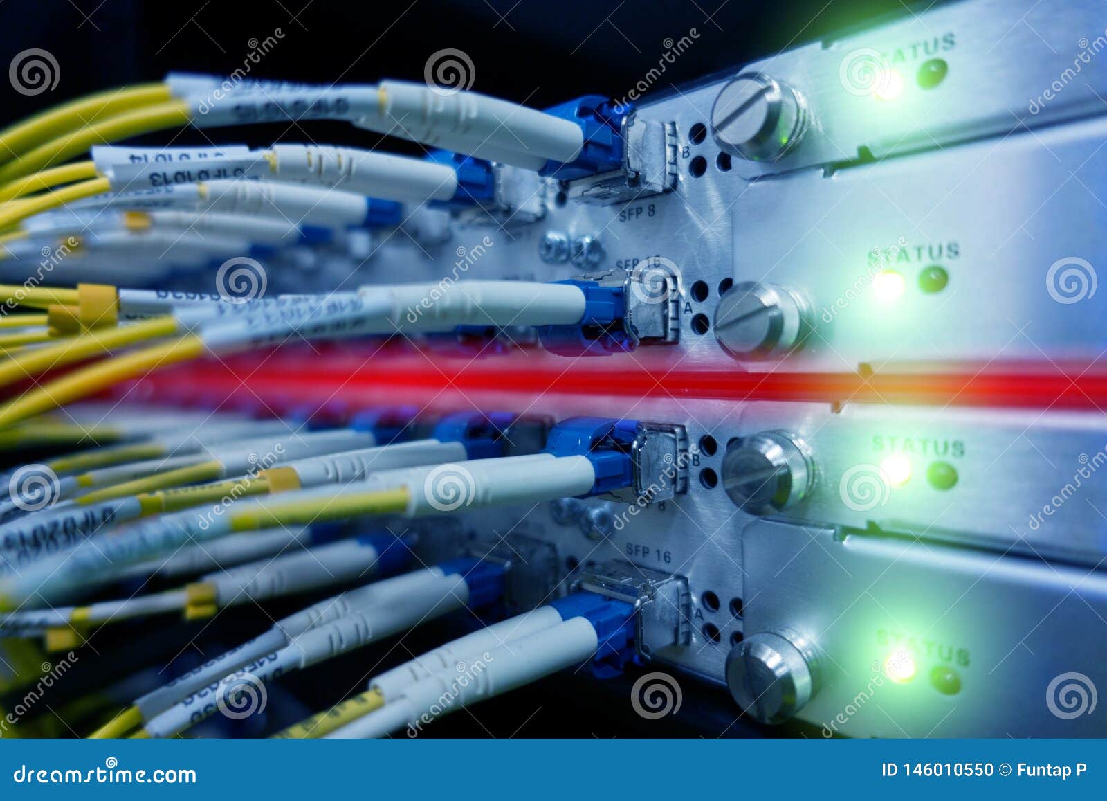 Fiber Optical Connect To Interface. Telecommunication Cables Connected ...