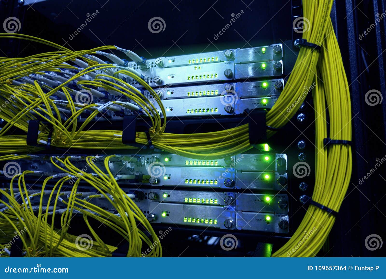 Telecommunication. Optical Cables Stock Photo - Image of light ...